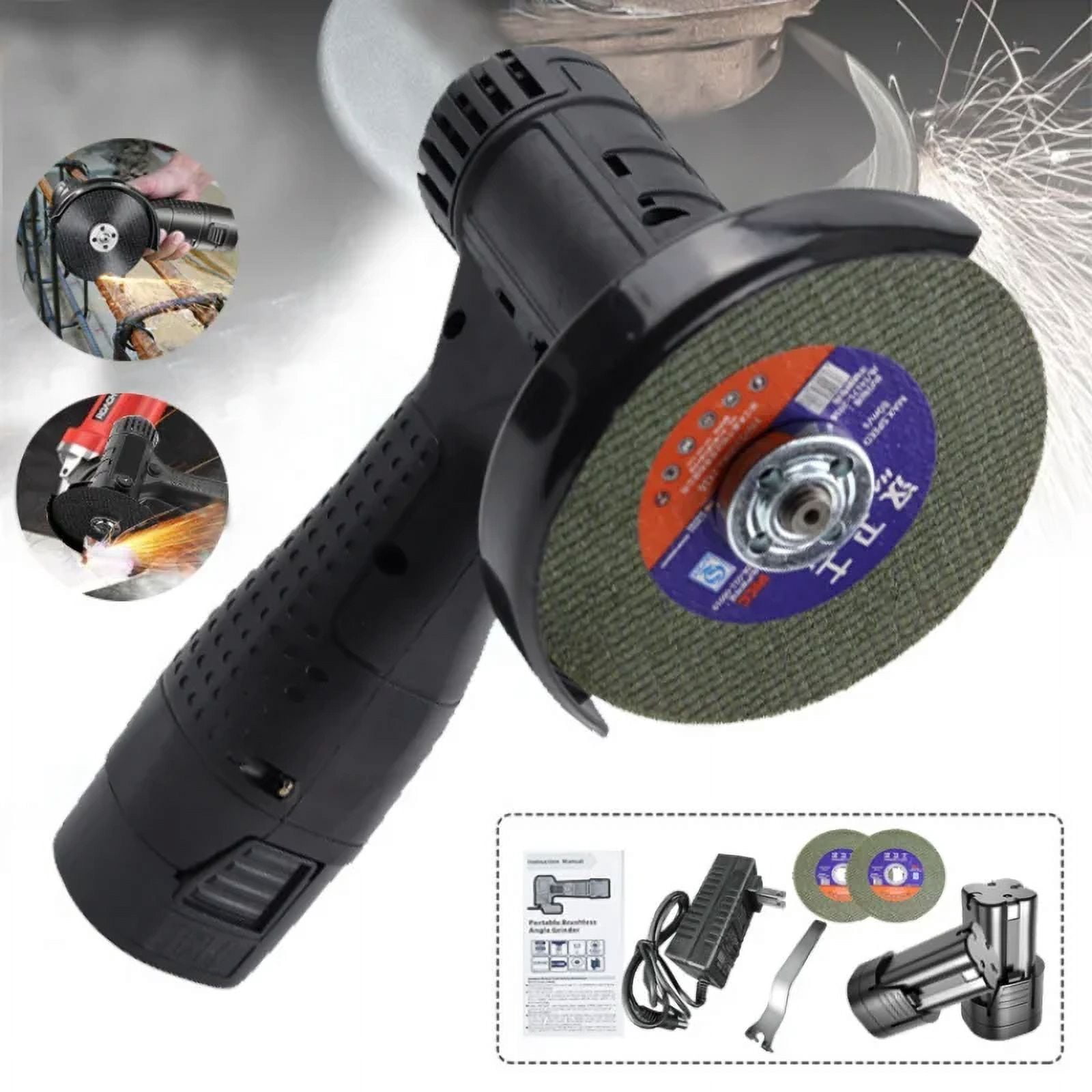 16.8V Mini Angle Grinder with Rechargeable Lithium Battery Cordless ...