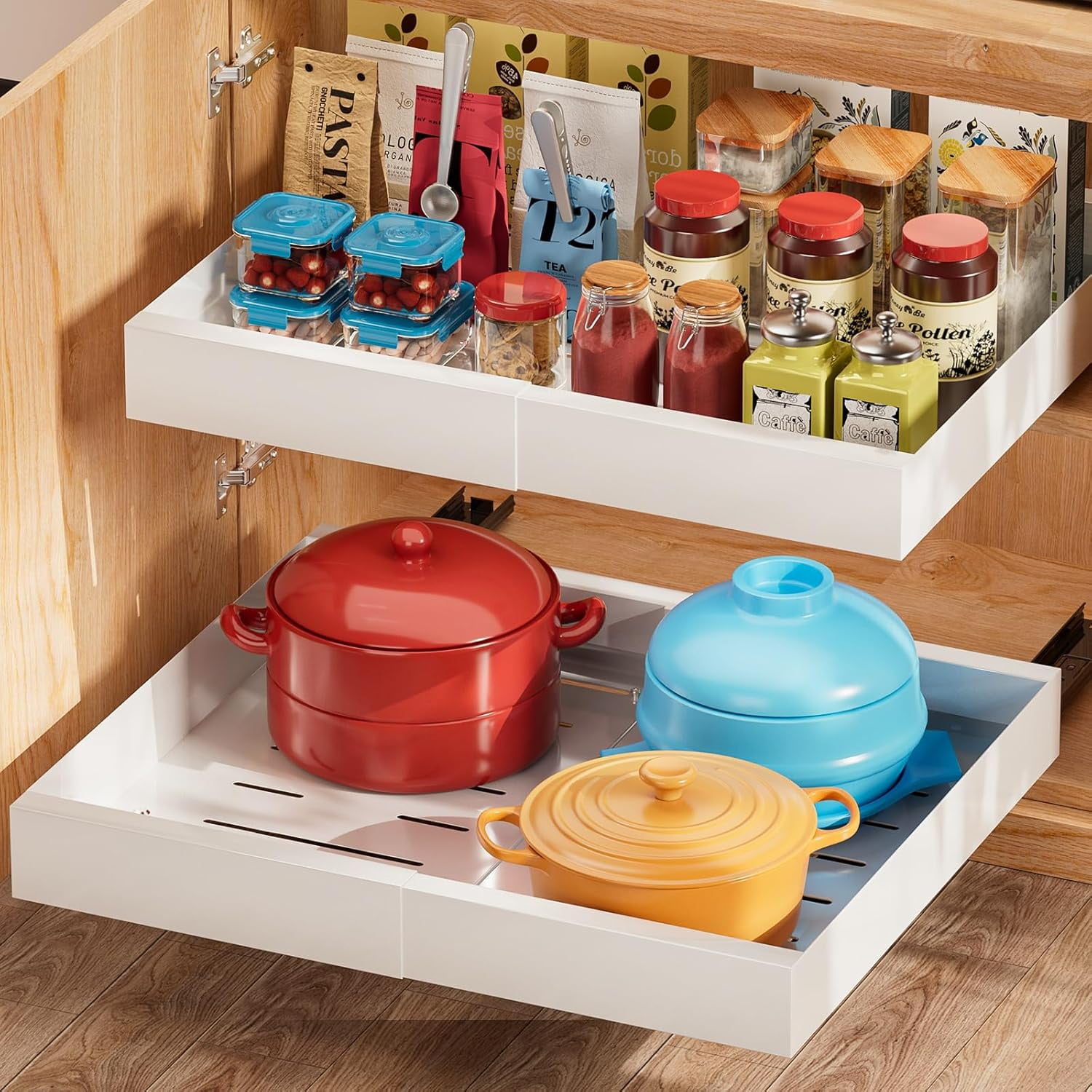 16.9 Deep Pull out Cabinet Organizer, Expandable (11.81"-18" W) Peel ...