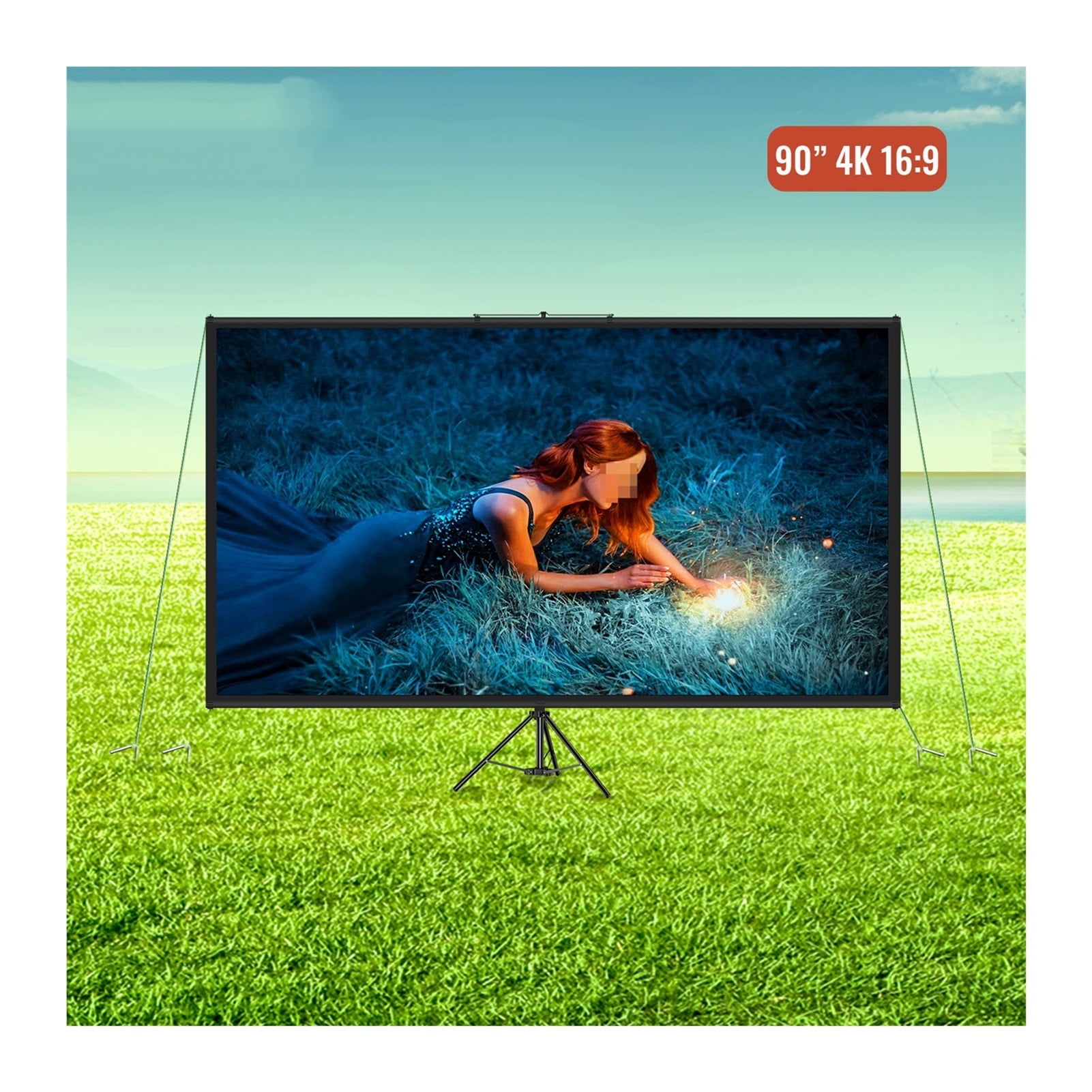 16:9 HD 4K 160-Degree Angle Projector Screen With Stand For Home ...