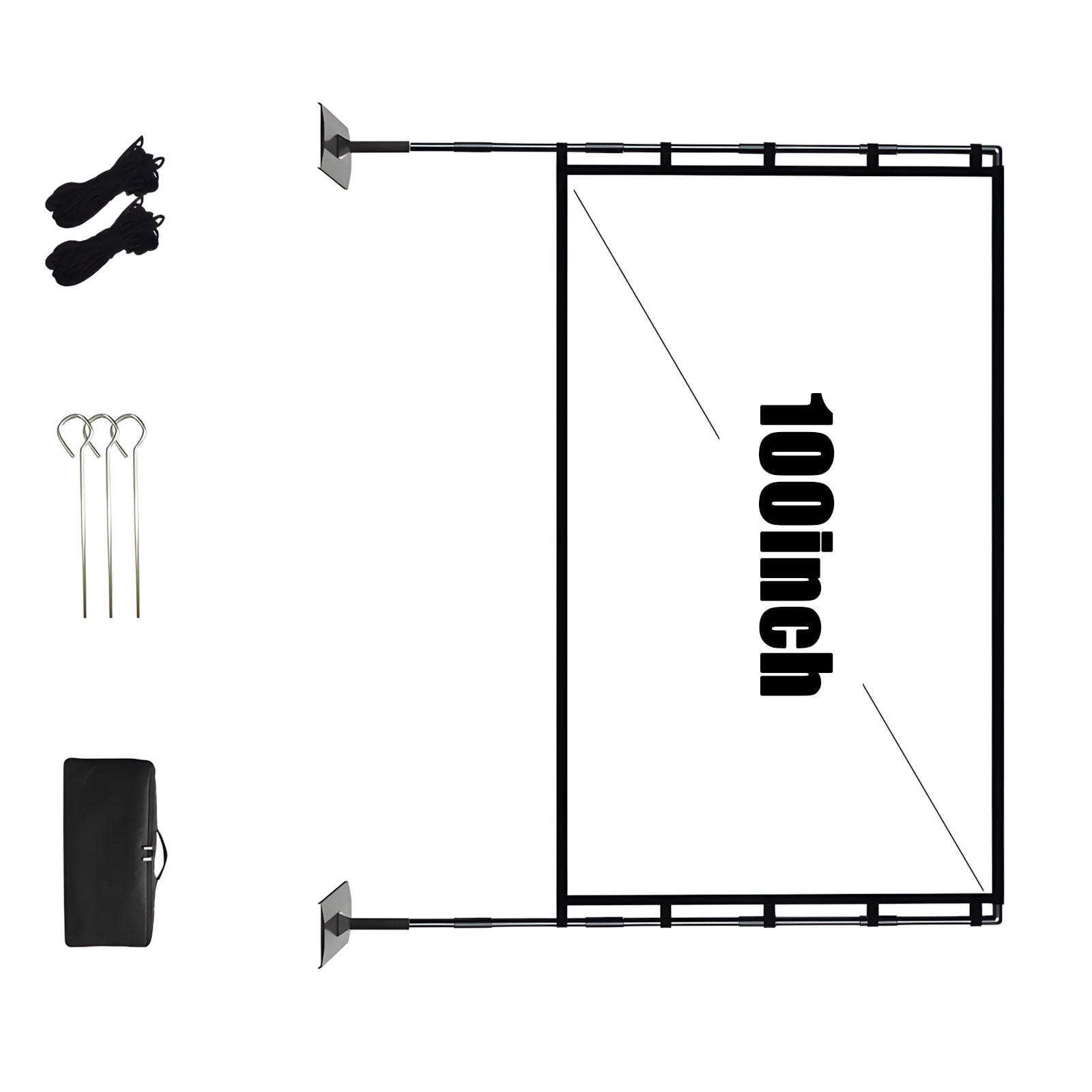 16:9 Portable Projection Screen With Sturdy Metal Double Stands Milk ...