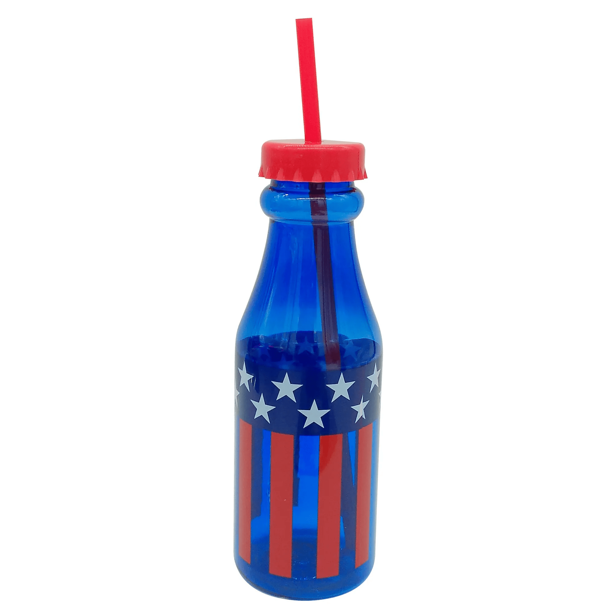 16.9 fl oz Patriotic Water Bottle with Straw, Show Your American Pride with Red, White and Blue ...