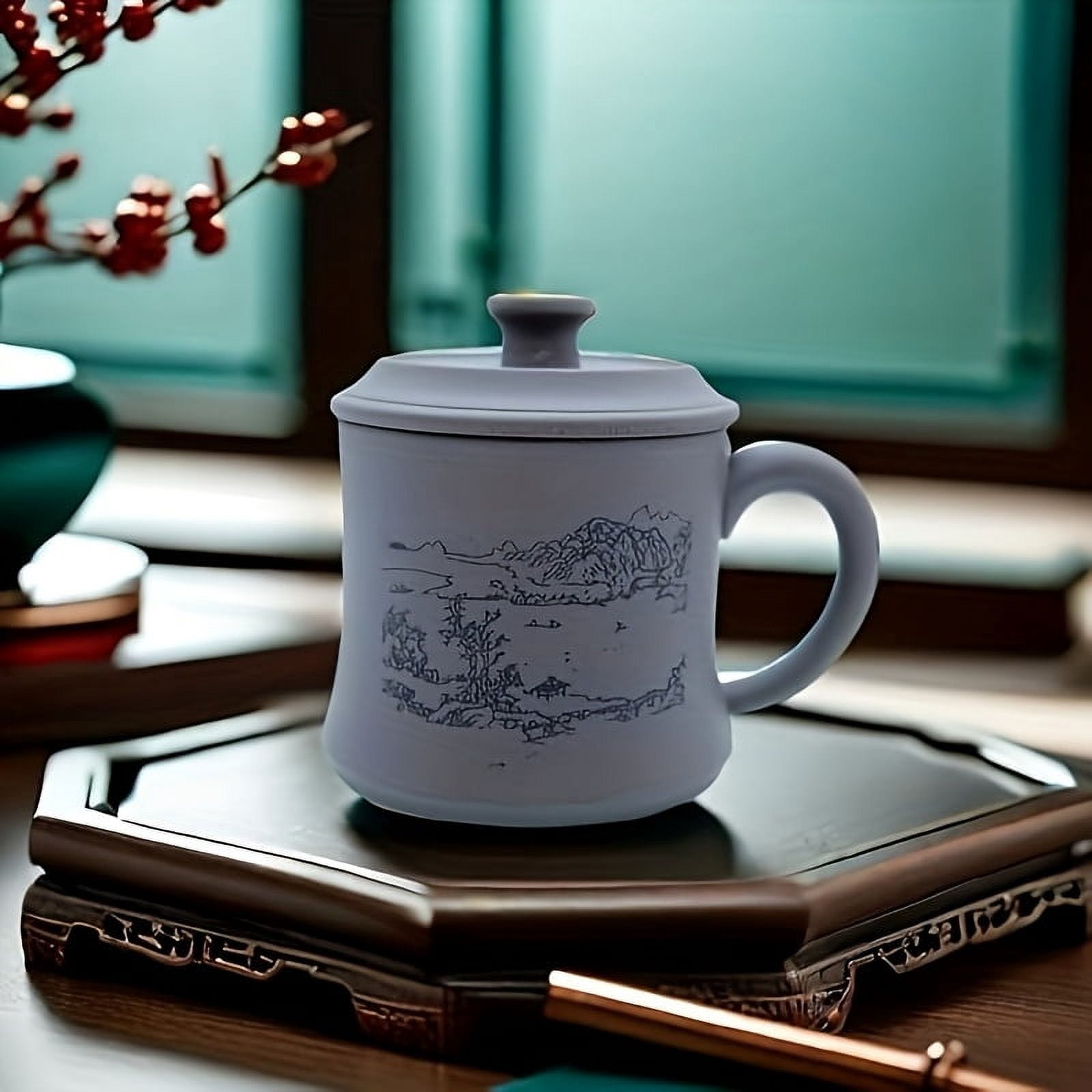 16.91oz - Insulated, Leak Proof, BPA Free Ceramic Mug with Floral ...