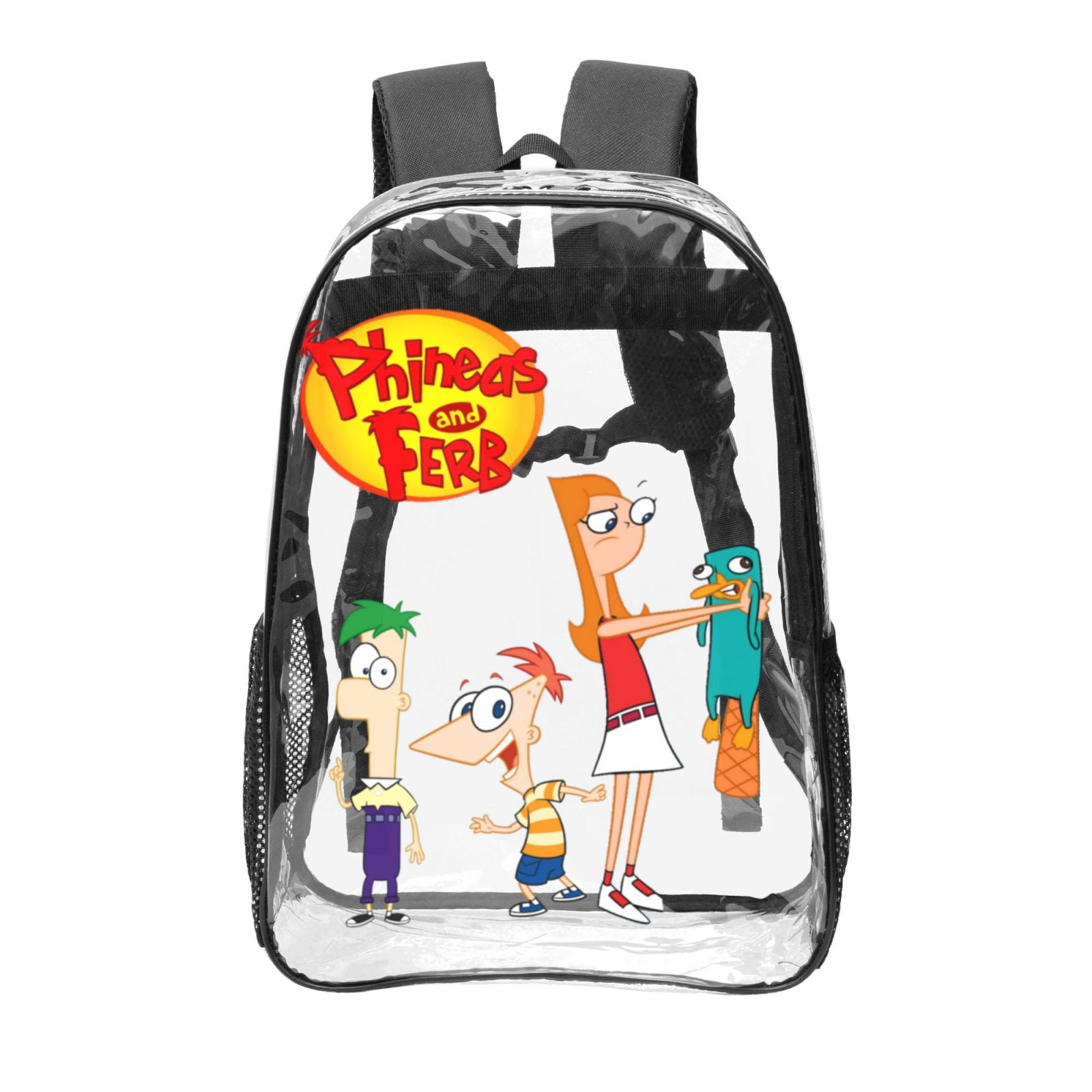 16.9In Phineas And Ferb Clear Backpack See Through Transparent Backpack ...