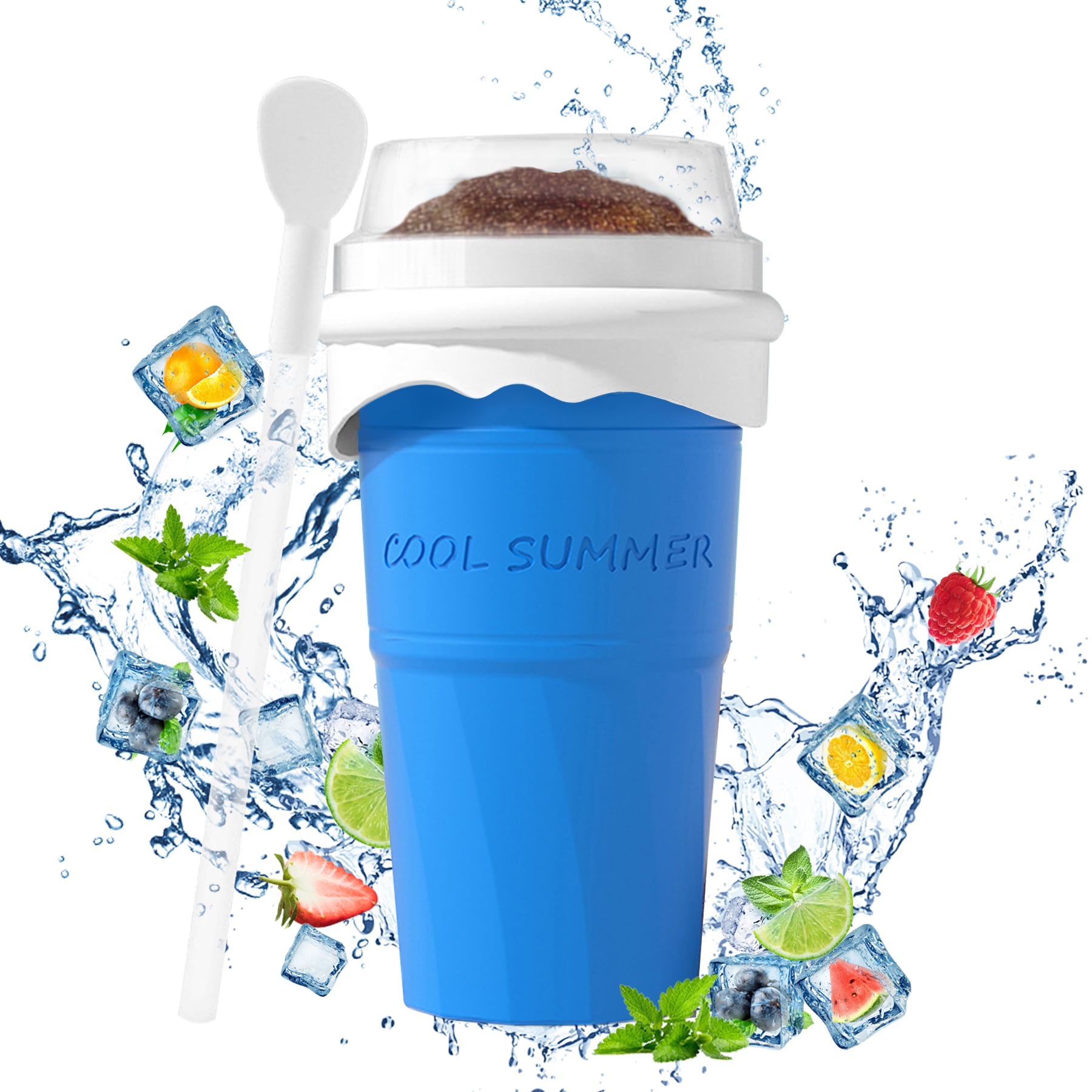 16.9oz Large Slushy Maker Cup, 500ml Quick Freeze Slushie Cup for Homemade Frozen Drinks ...