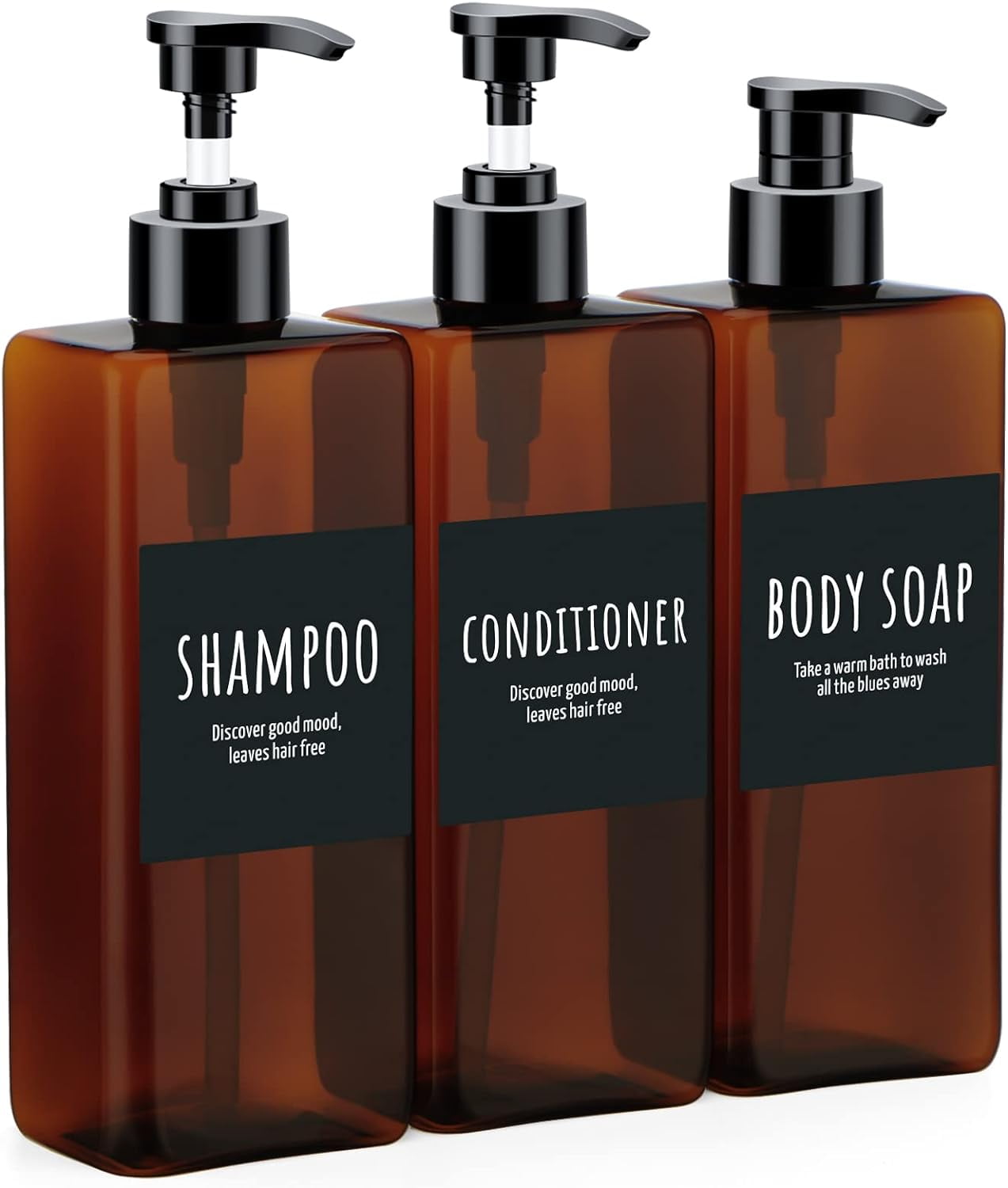 16.9oz Shampoo Bottles, Segbeauty 3pcs 500ml Pump Press Shower ...