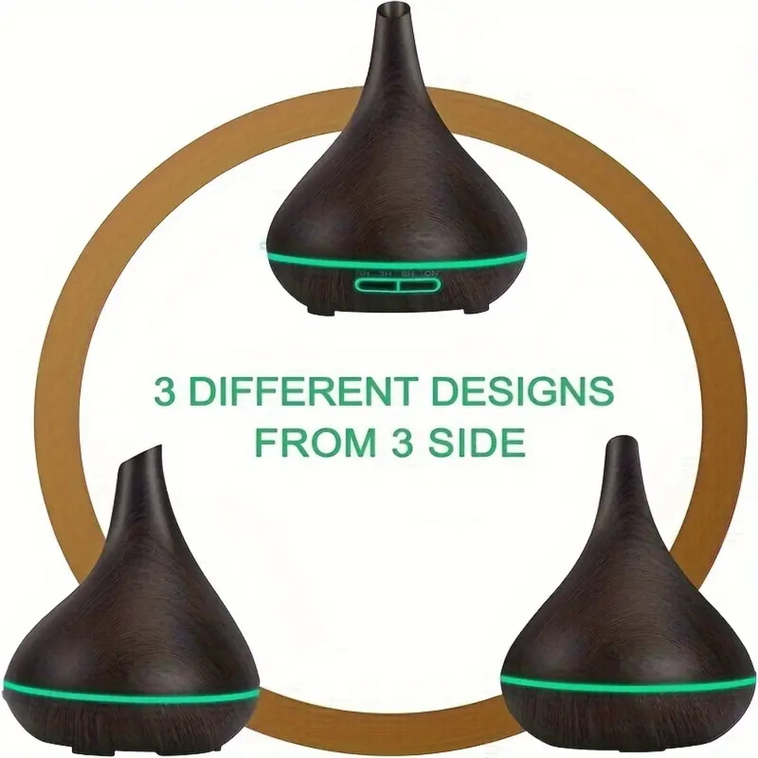 16.9oz Wood Grain Aromatherapy Diffuser with 6 Bottle Holder Soundwave ...