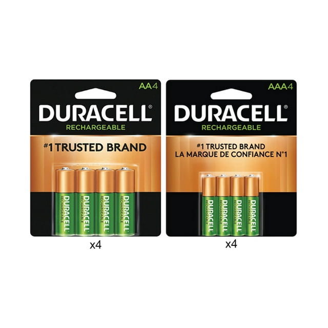 16 AA (2500 mAh) + 16 AAA (900 mAh) Duracell Rechargeable Battery Combo ...