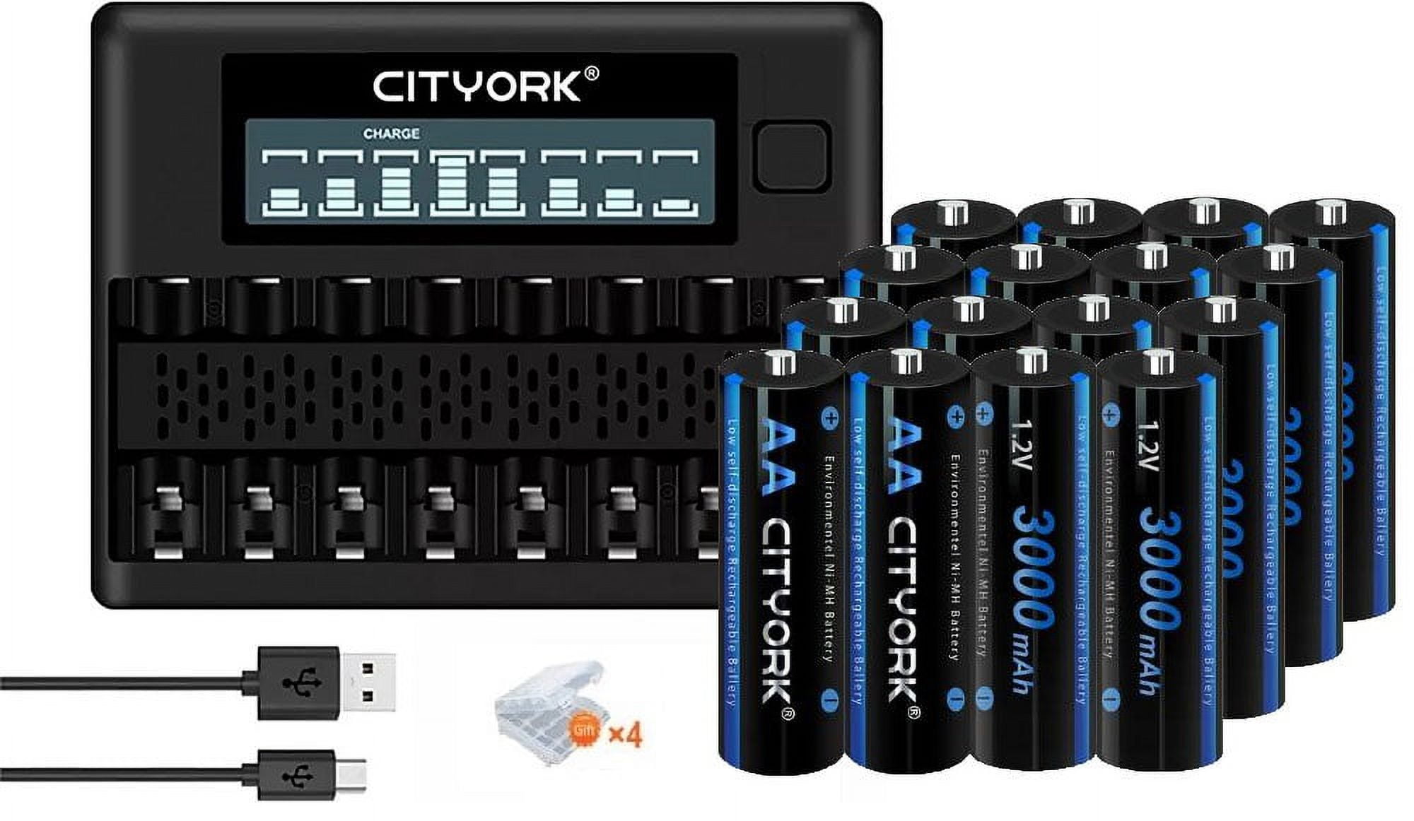 16 AA Rechargeable Batteries with High Capacity Low Self Discharge 1.2v ...