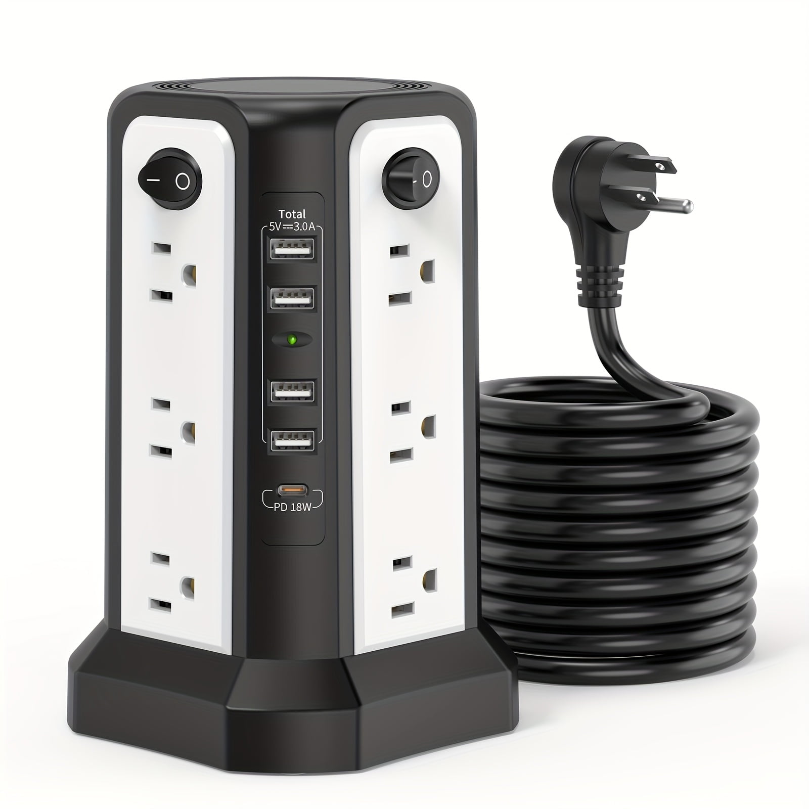16 AC Outlets Power Strip Tower - Level 4 Upgraded New Product Flat ...