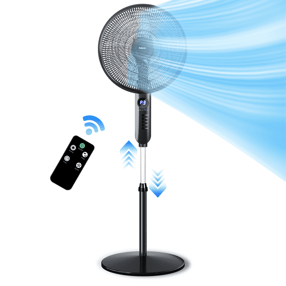 16" Oscillating Pedestal Fan with Remote, 3-Speed Stand up Fan with ...