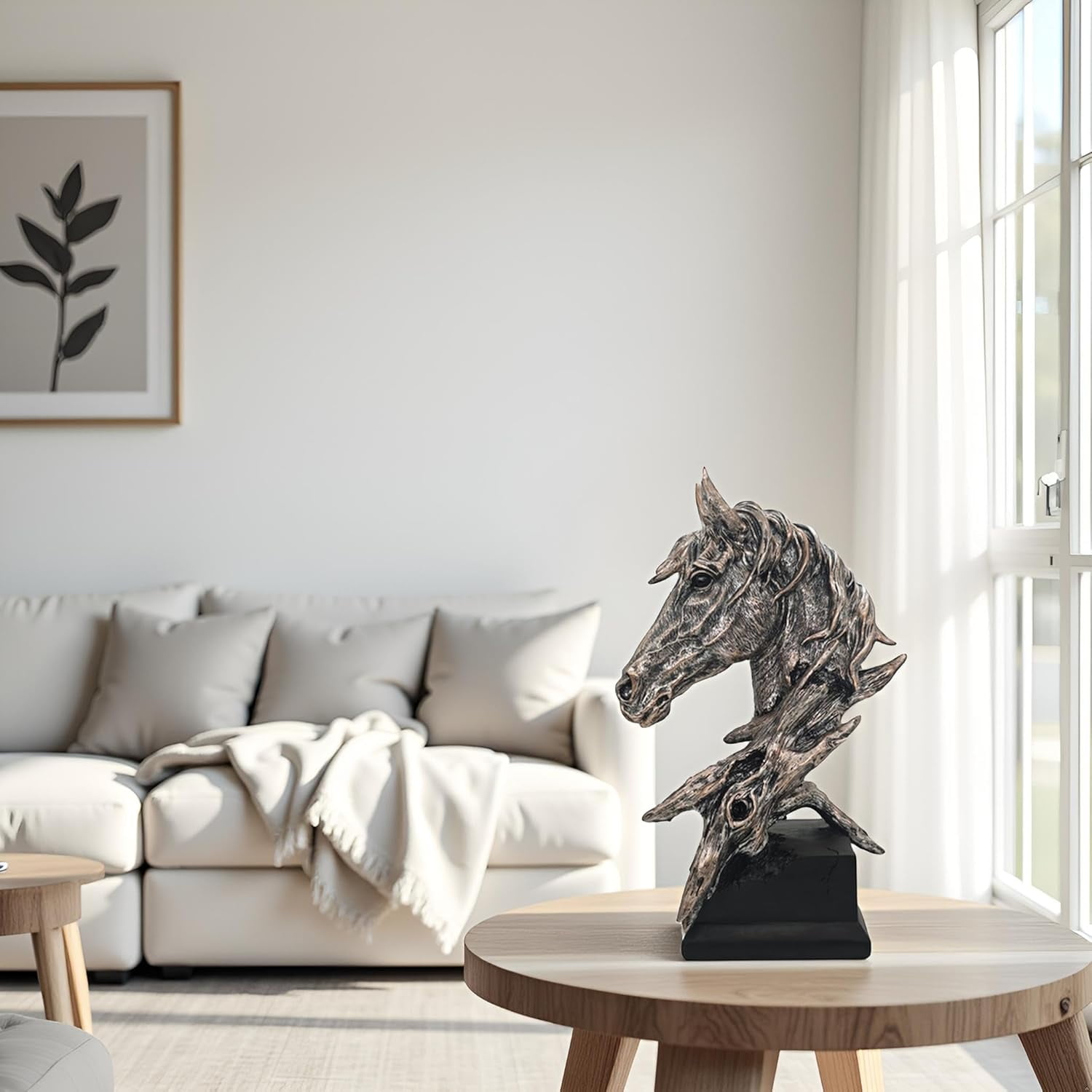 16" Animal Horses Head Bust Table Sculpture Retro Resin Home Decor ...