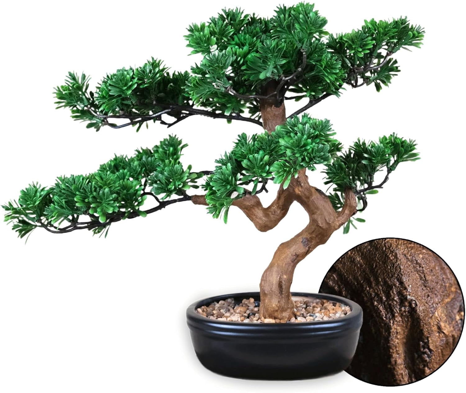 16" Artificial Bonsai Tree in Ceramic Pot, Realistic Wood Fake Plant ...