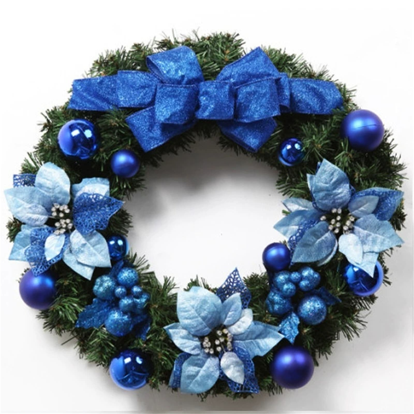 16" Artificial Christmas Wreaths for Front Door Xmas Blue Berry Wreath ...
