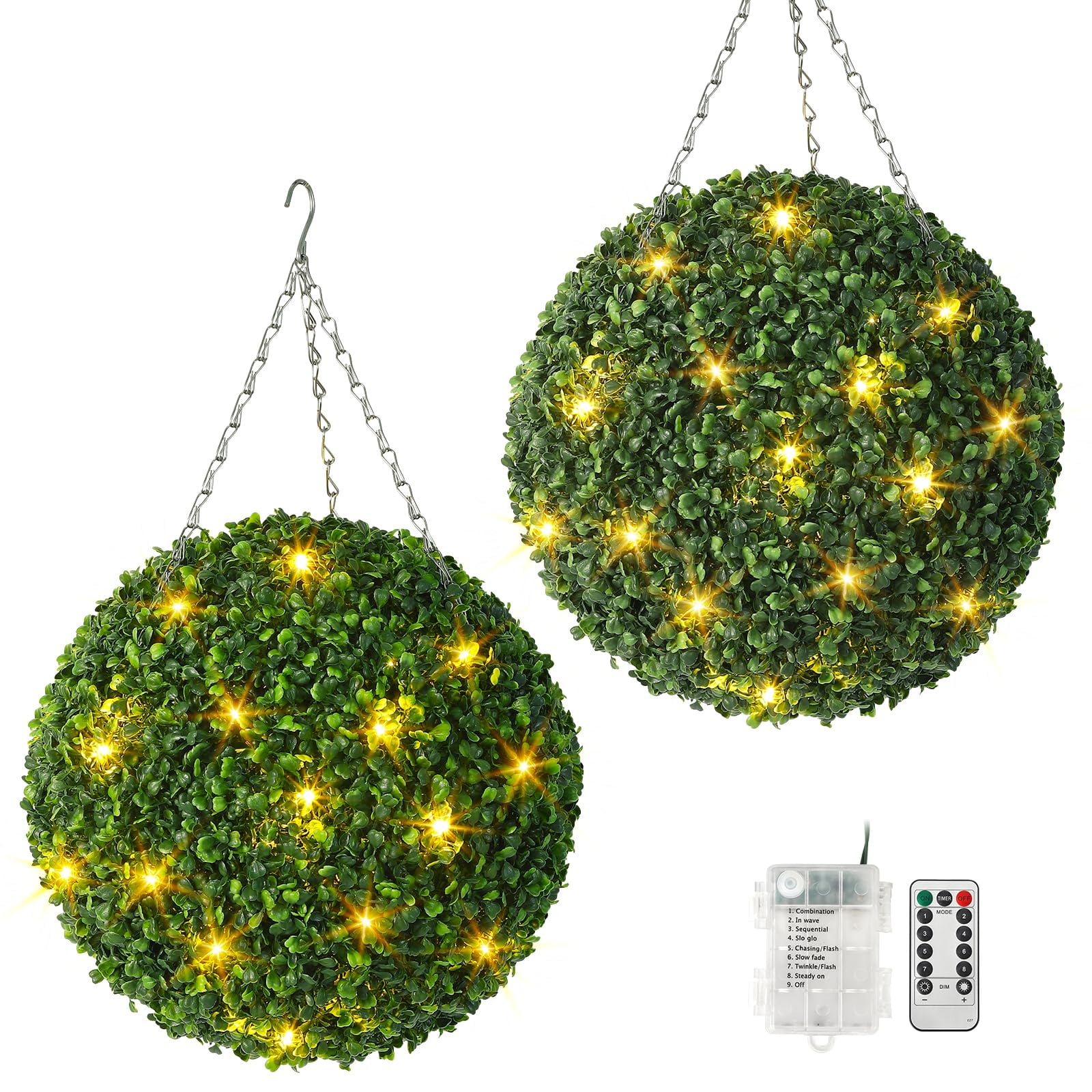 16” Artificial Plant Topiary Ball,Pre-Lit Artificial Topiary Plant With ...