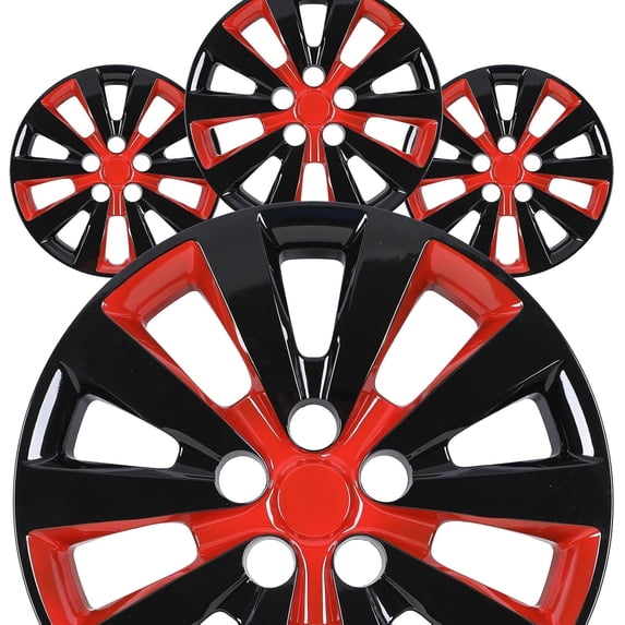 16" Black Lacquer & Red Lacquer Hubcaps Compatible with 2011-2017 ...