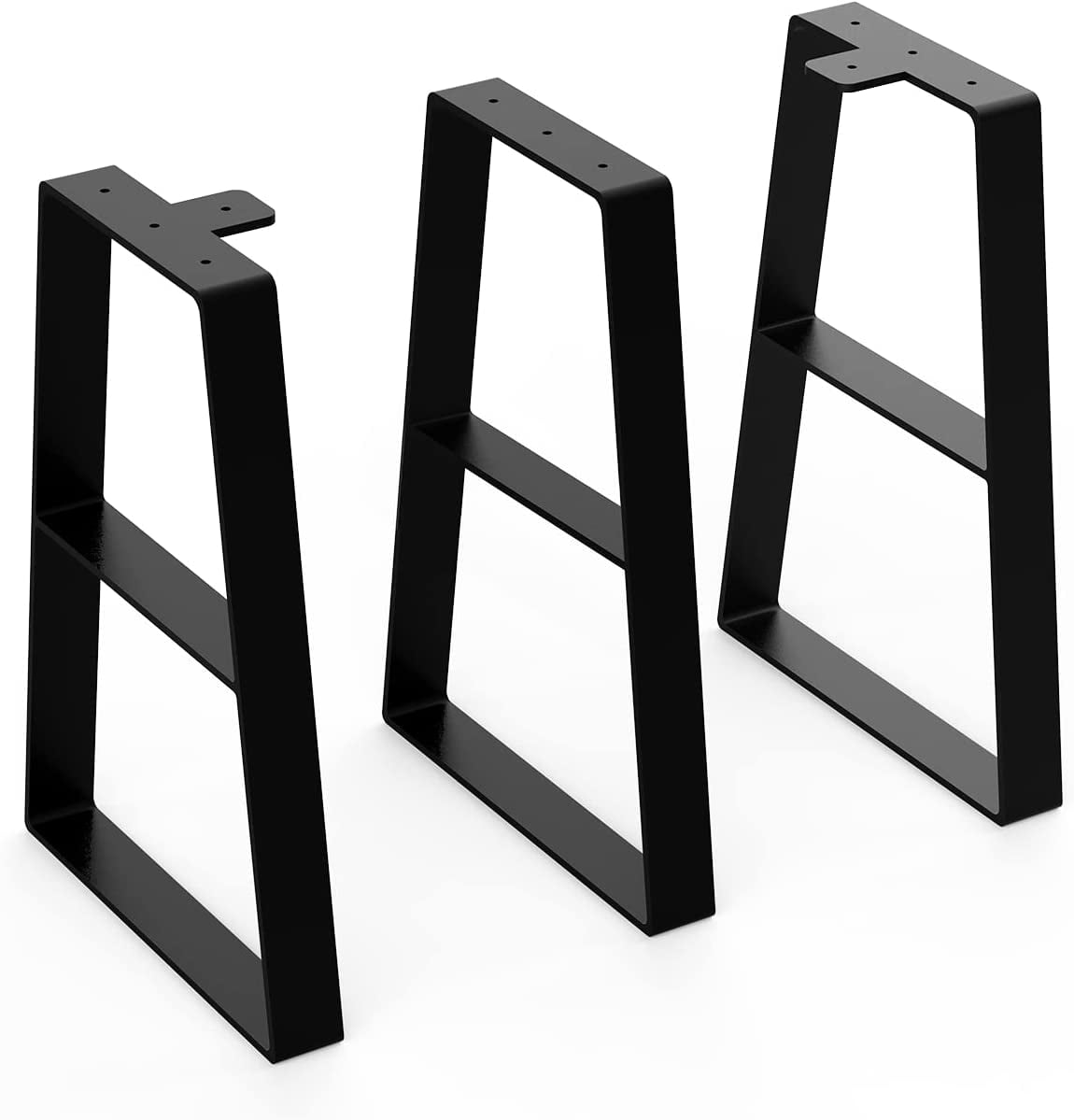 16“ Black Trapezoid Metal Bench Legs (3PCS) | Heavy Duty Furniture Legs ...