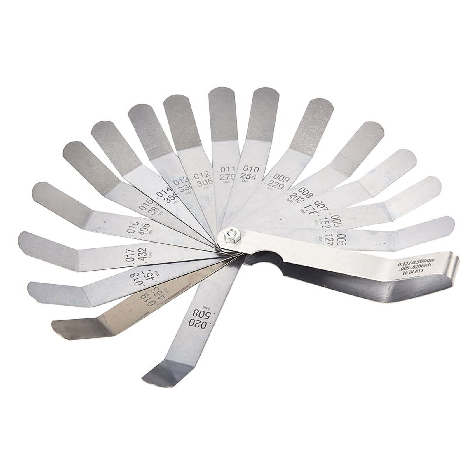 16 Blades Feeler Gauge Metric Gap Filler 0.127-0.508mm Valve Gage ...