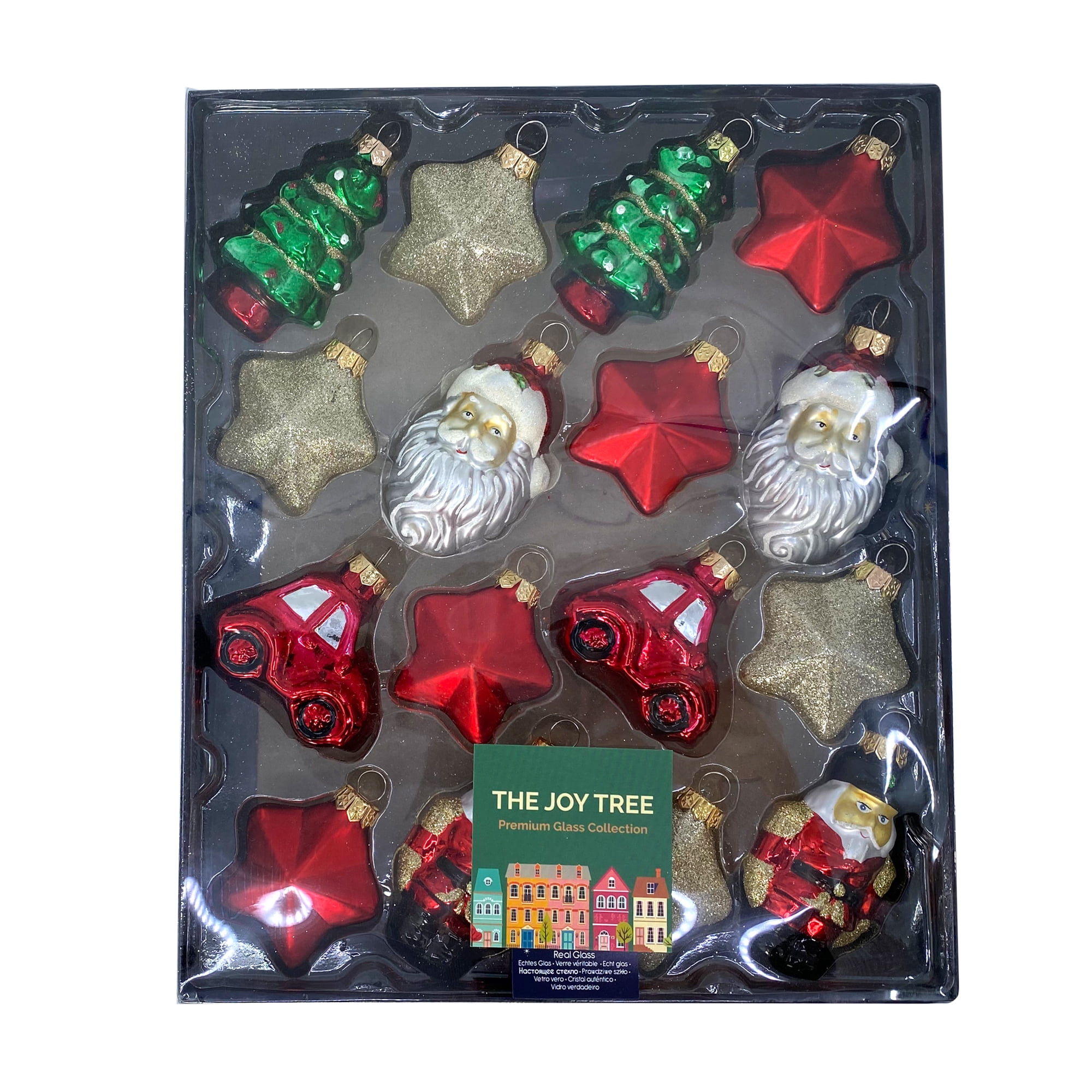 16 Blown Glass Ornaments - Set of Santa, Christmas Tree, Car, Star ...