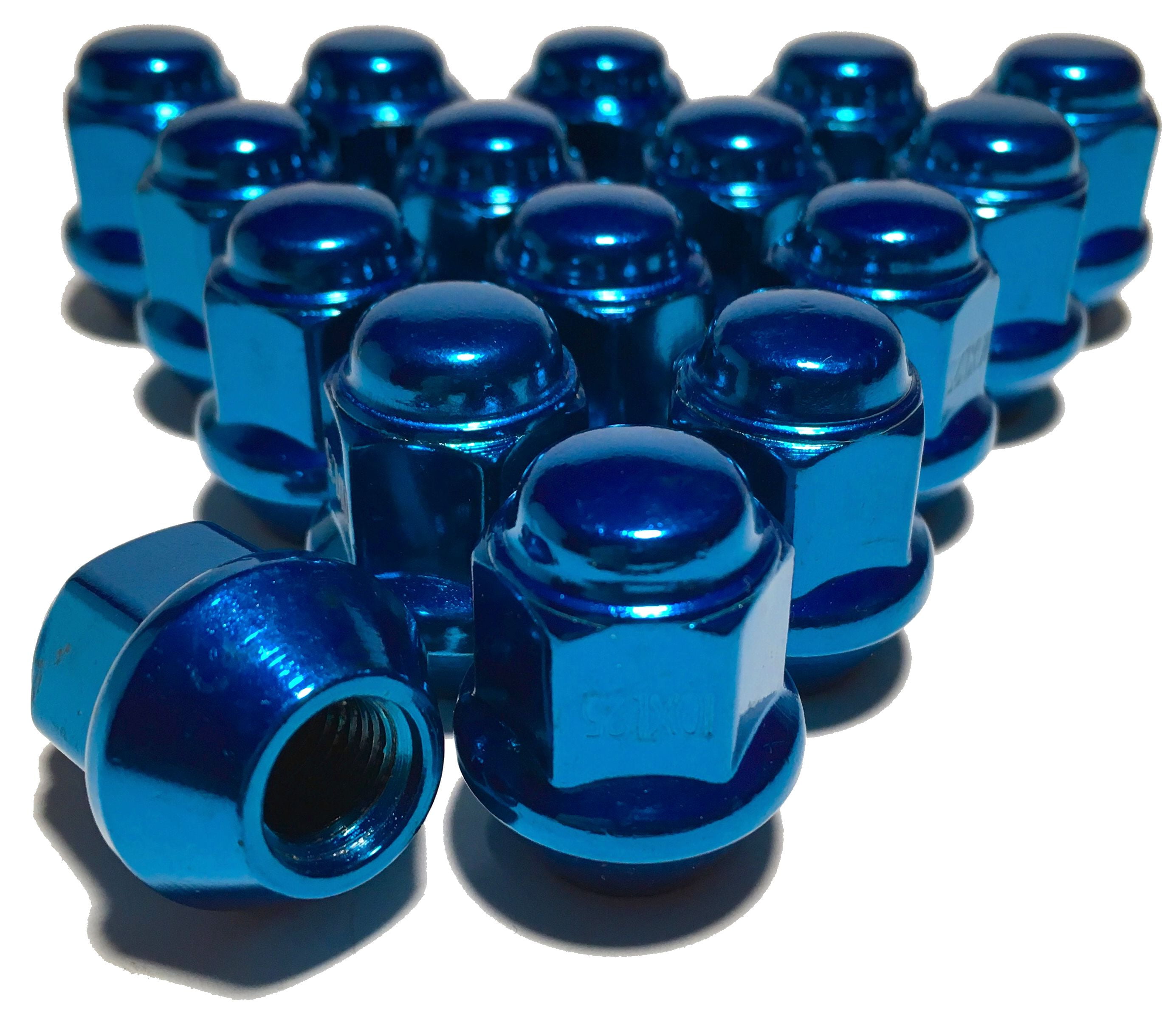 16 Blue Tapered Base 10x1.25 Lug Nut Set 17mm Hex ATV UTV Yamaha Honda ...