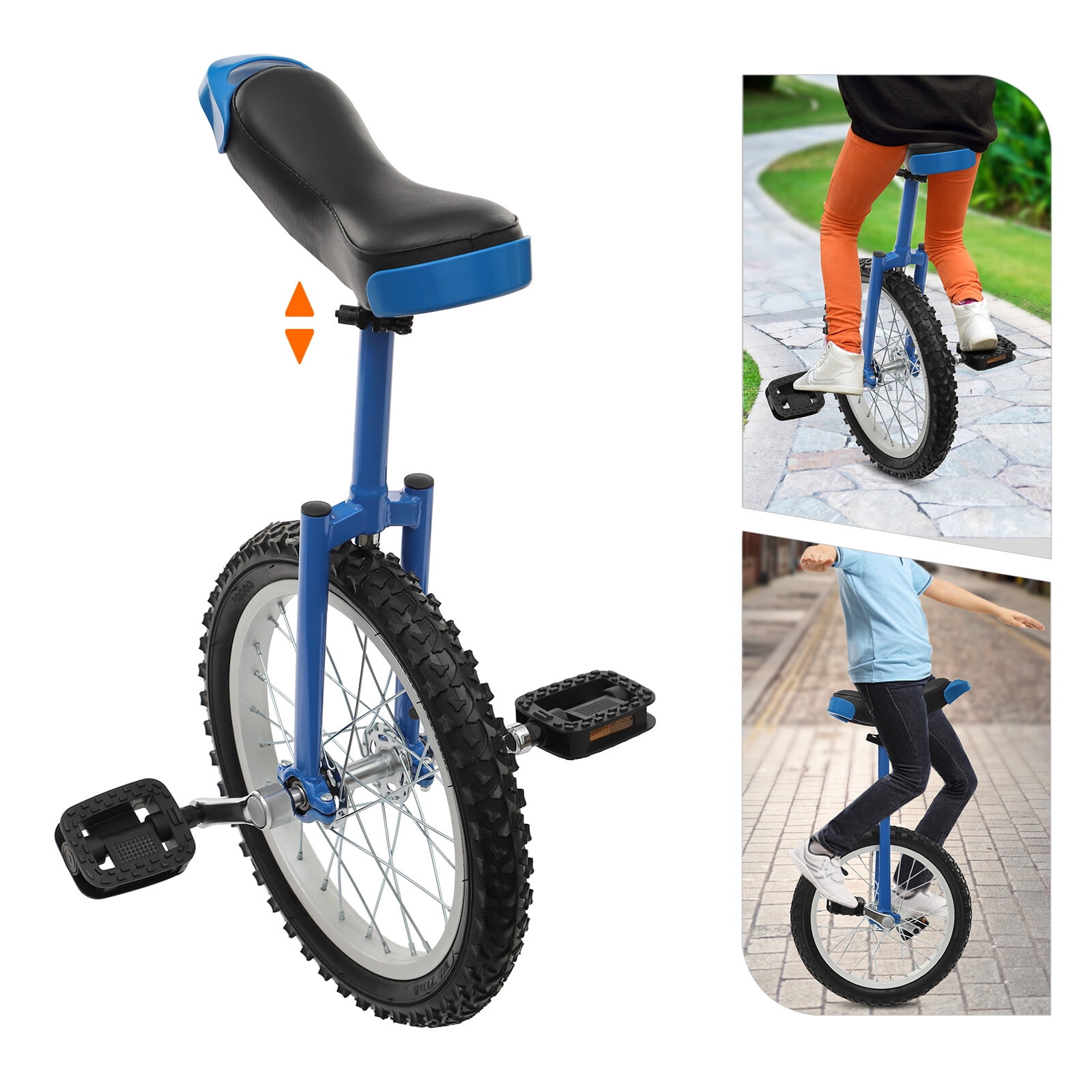 16" Blue Unicycle One-Wheel Bike Adults Beginner Outdoor Sports Self ...
