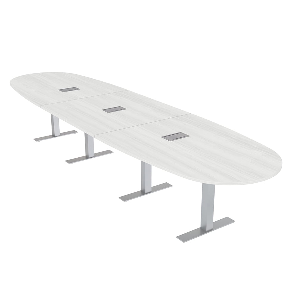 16' Boat Oval Modular Conference Table Metal T-Bases Electrical Units ...