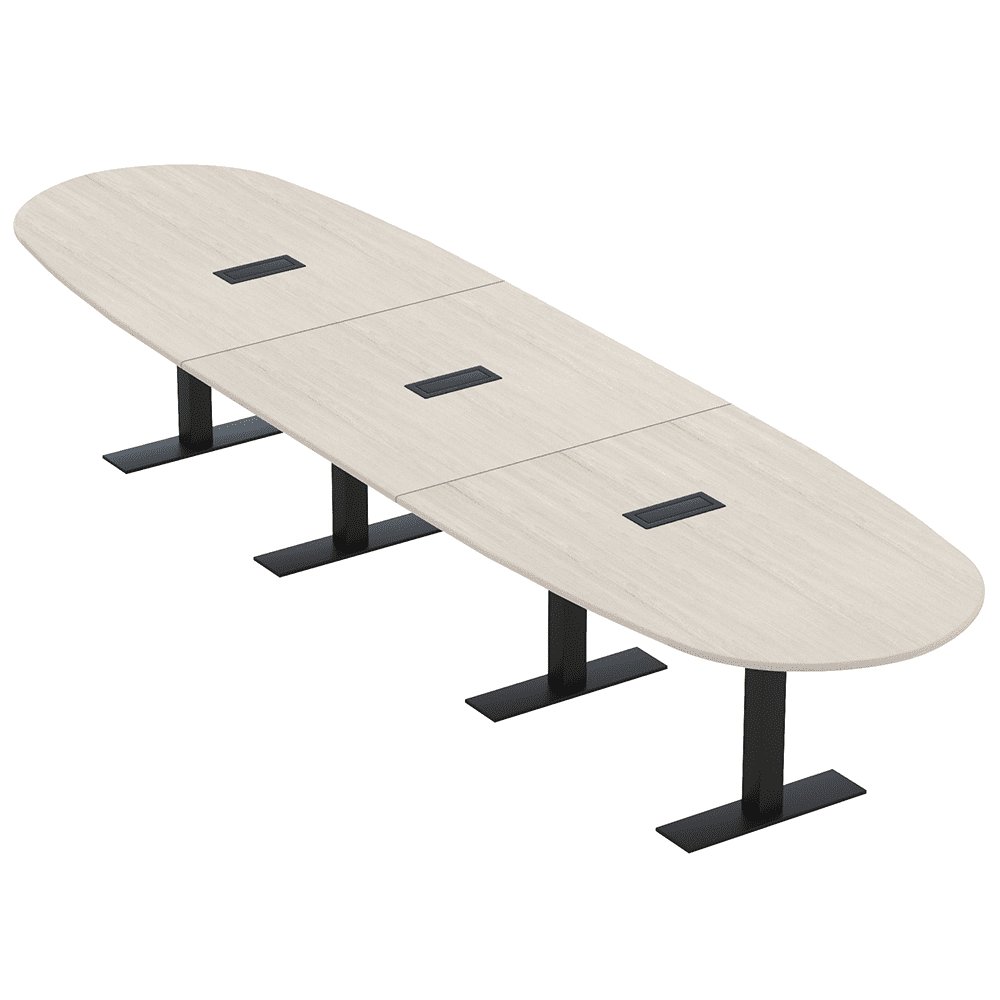 16' Boat Oval Modular Conference Table Metal T-Bases Electrical Units ...