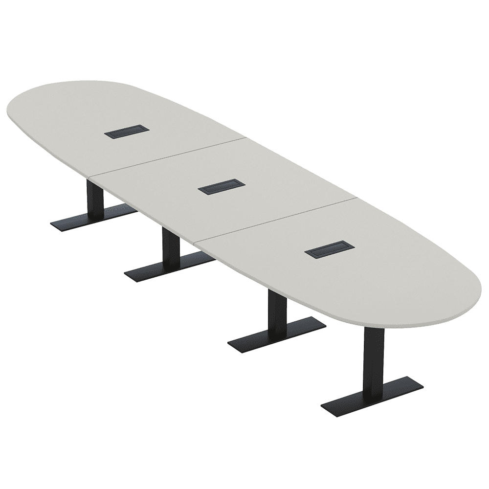 16' Boat Oval Modular Conference Table Metal T-Bases Electrical Units ...