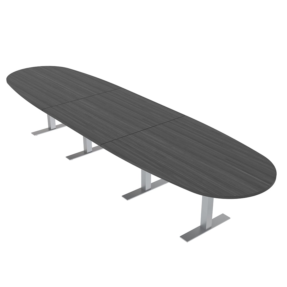 16' Boat Oval Modular Conference Table Metal T-Bases Electrical Units ...