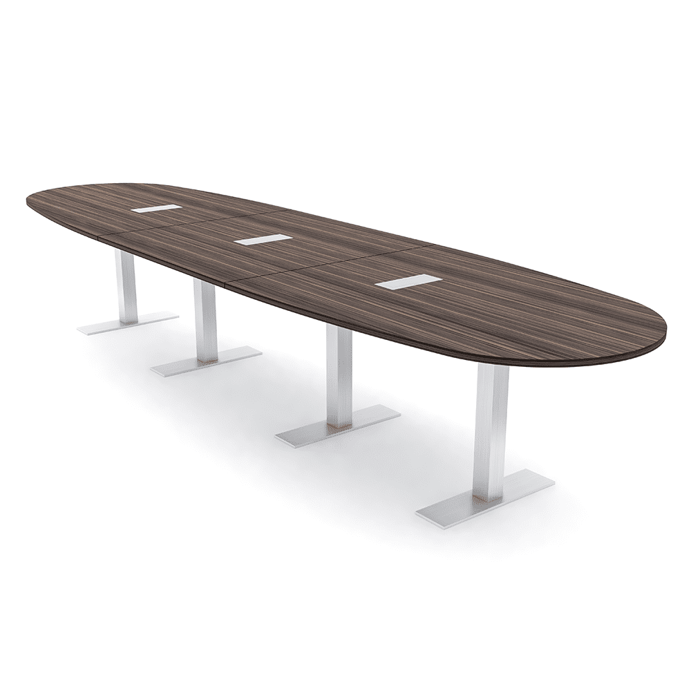 16' Boat Oval Modular Conference Table Metal T-Bases Electrical Units ...