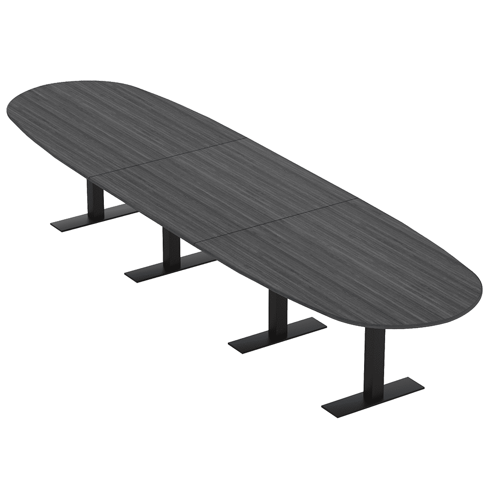 16' Boat Oval Modular Conference Table Metal T-Bases Electrical Units ...