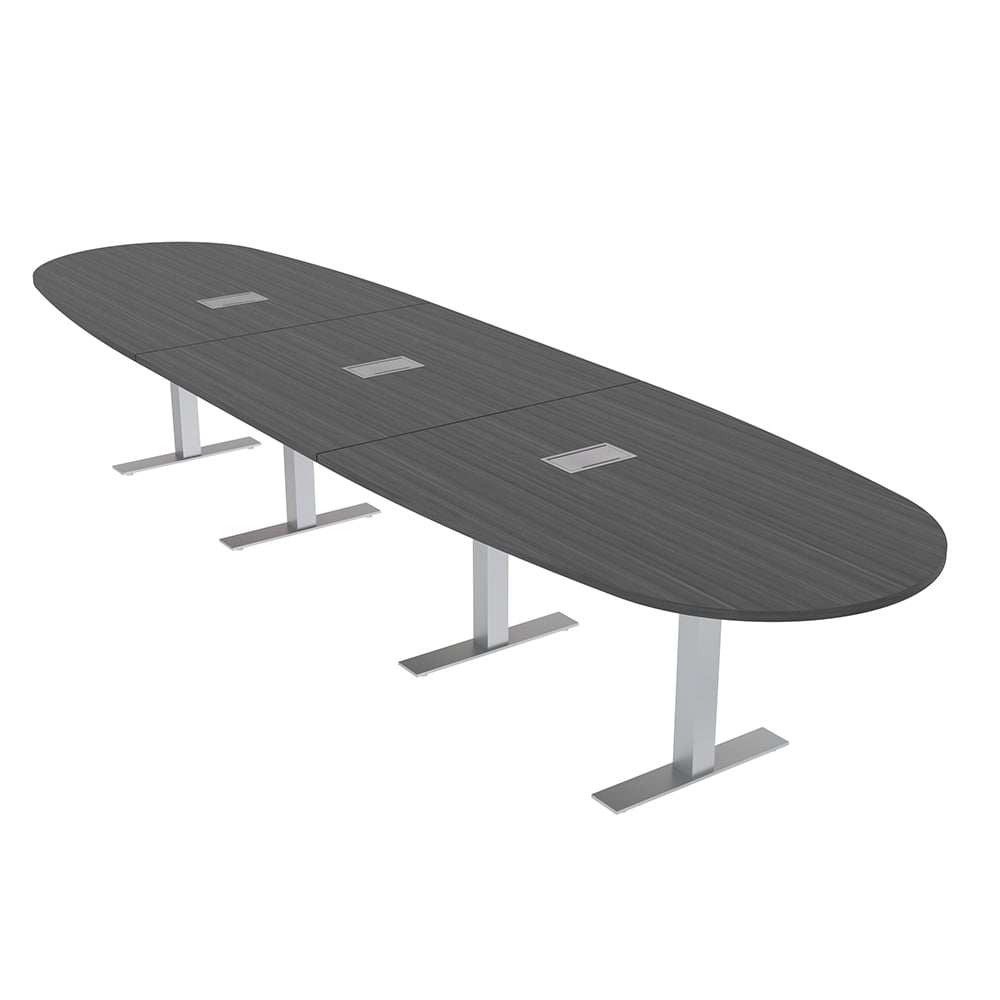 16' Boat Oval Modular Conference Table Metal T-Bases Electrical Units ...
