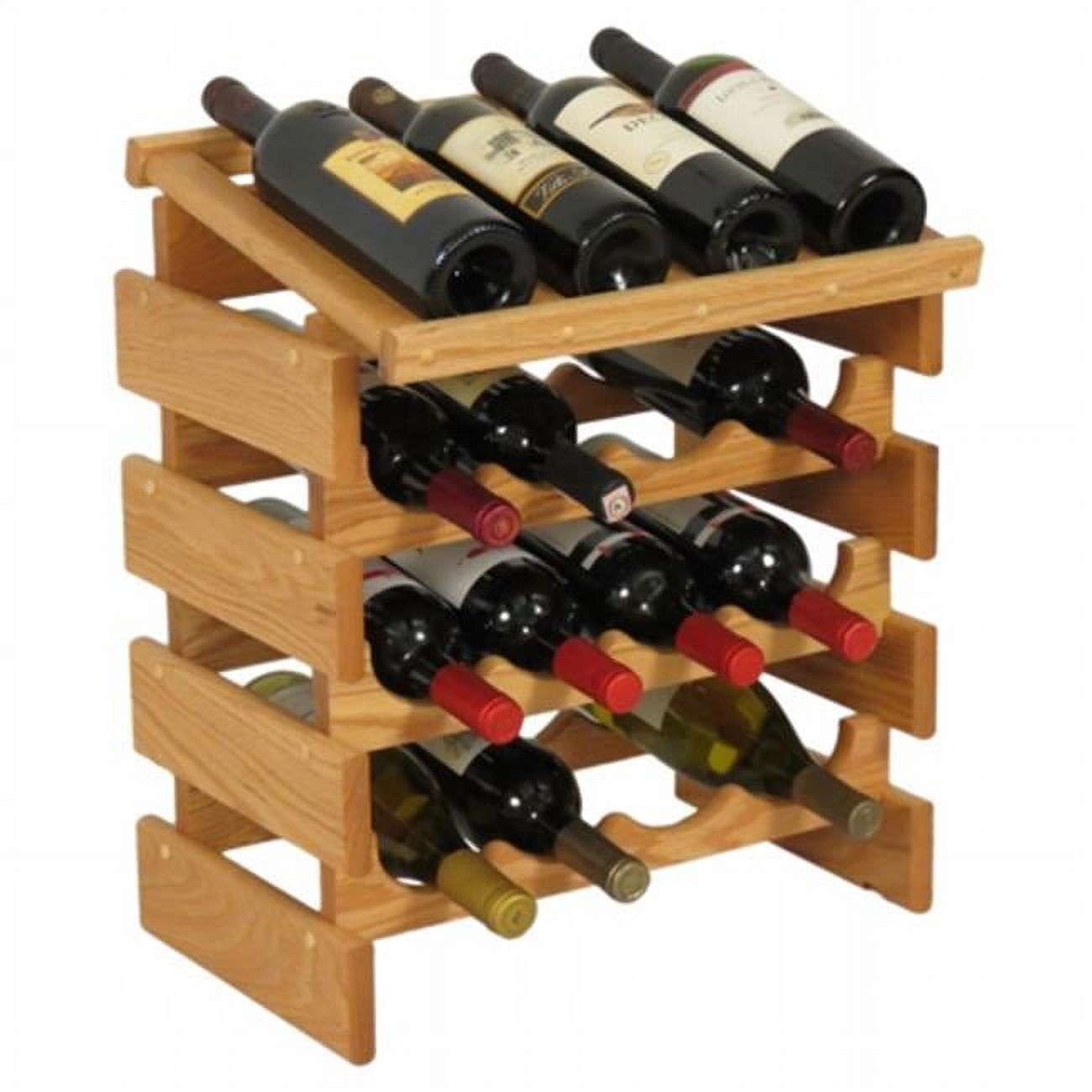 16 Bottle Dakota Wine Rack with Display Top - Light Oak - Walmart.com