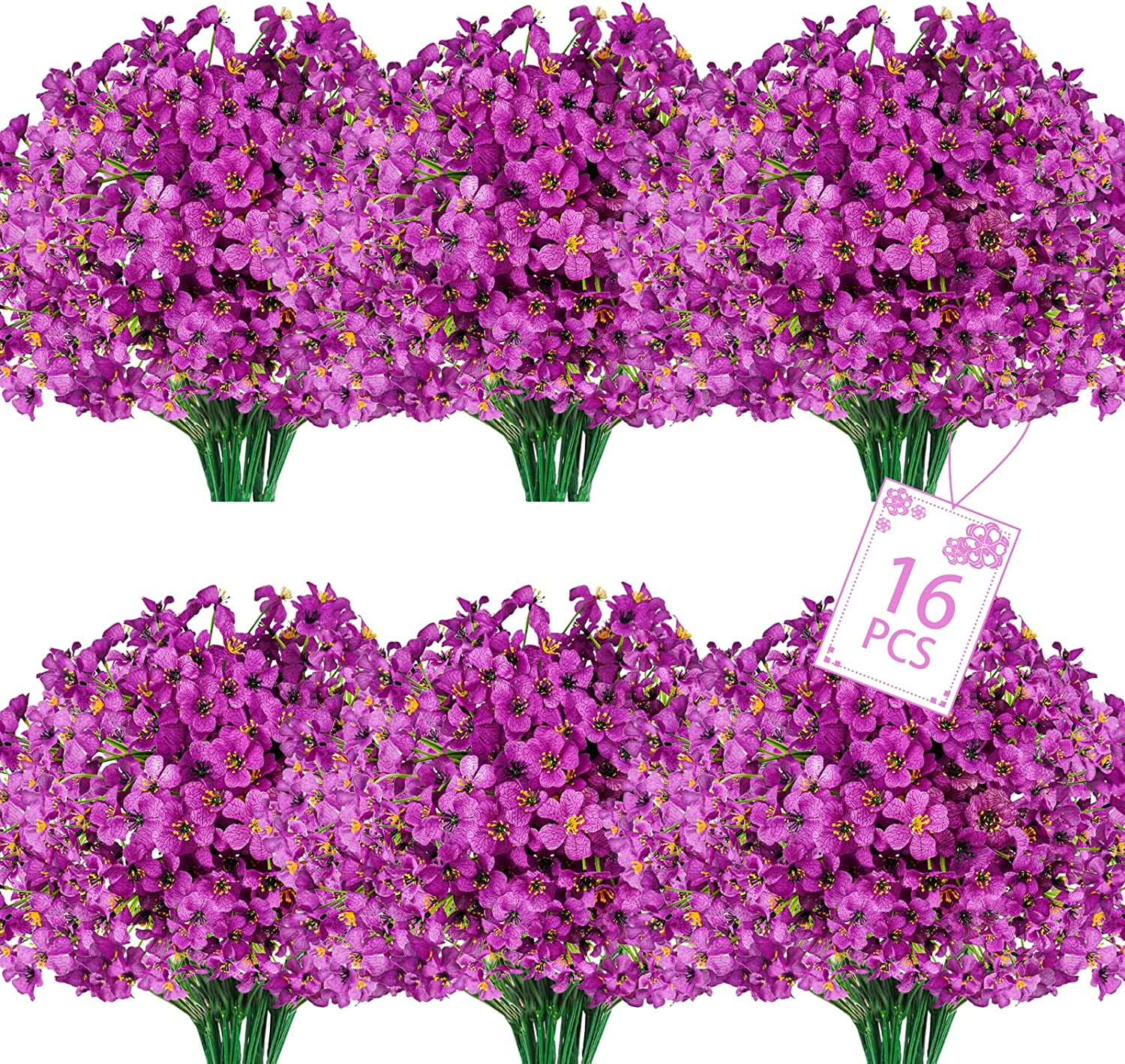 16 Bundles Artificial Fall Flowers No Fade Faux Autumn Plants, Fake ...