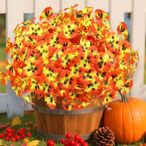 16 Bundles Artificial Fall Flowers for Outdoors, Realistic No Fade Fake ...