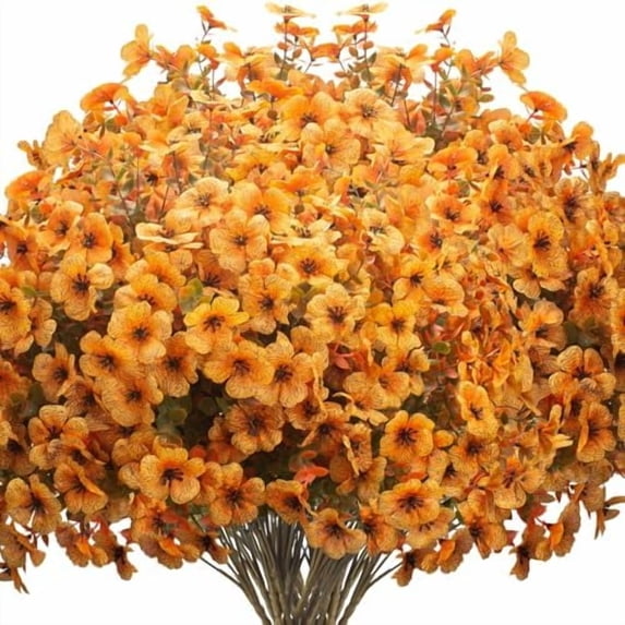 16 Bundles Artificial Fall Flowers UV Resistant Faux Greenery, All ...