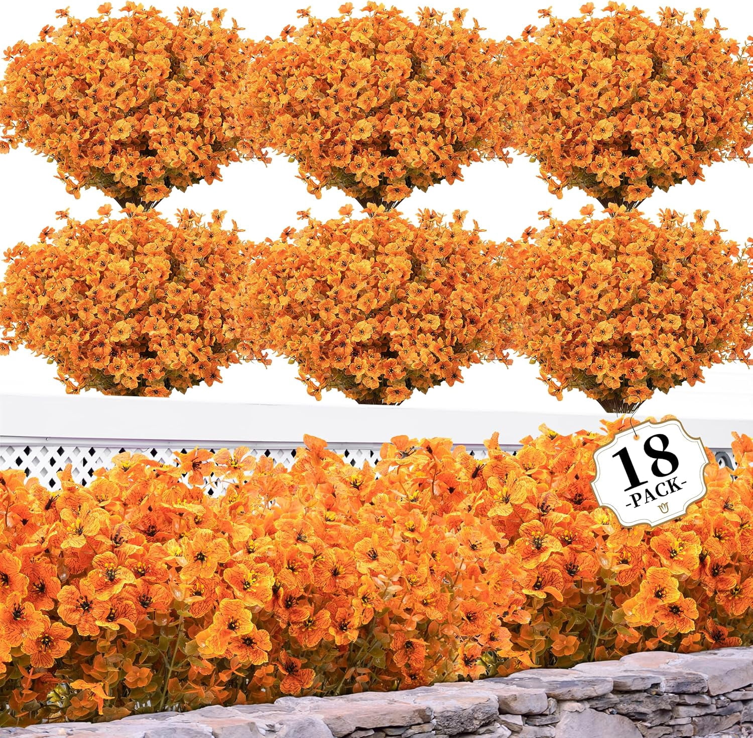 16 Bundles Artificial Mums UV Resistant - Faux Outdoor Flowers for ...