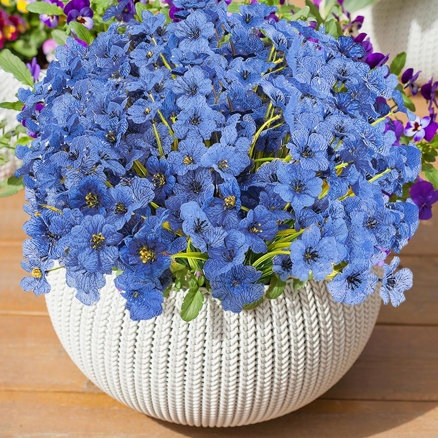 16 Bundles Blue Spring Artificial Flowers for Outdoors Fake Spring ...