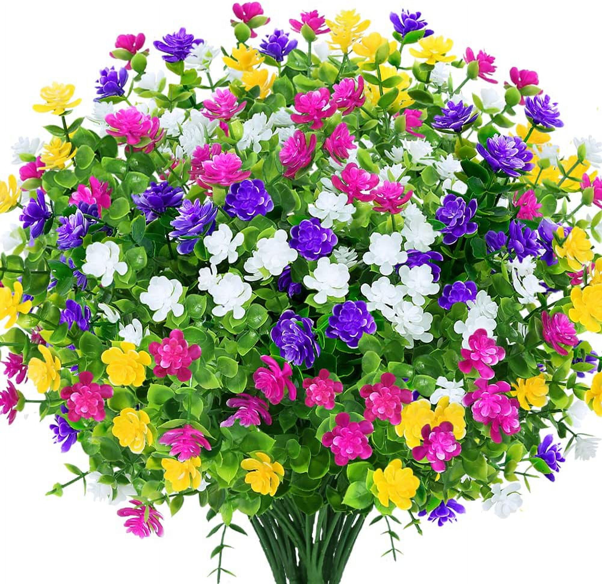 16 Bundles Outdoor Artificial Flowers UV Resistant Fake Boxwood Plants ...
