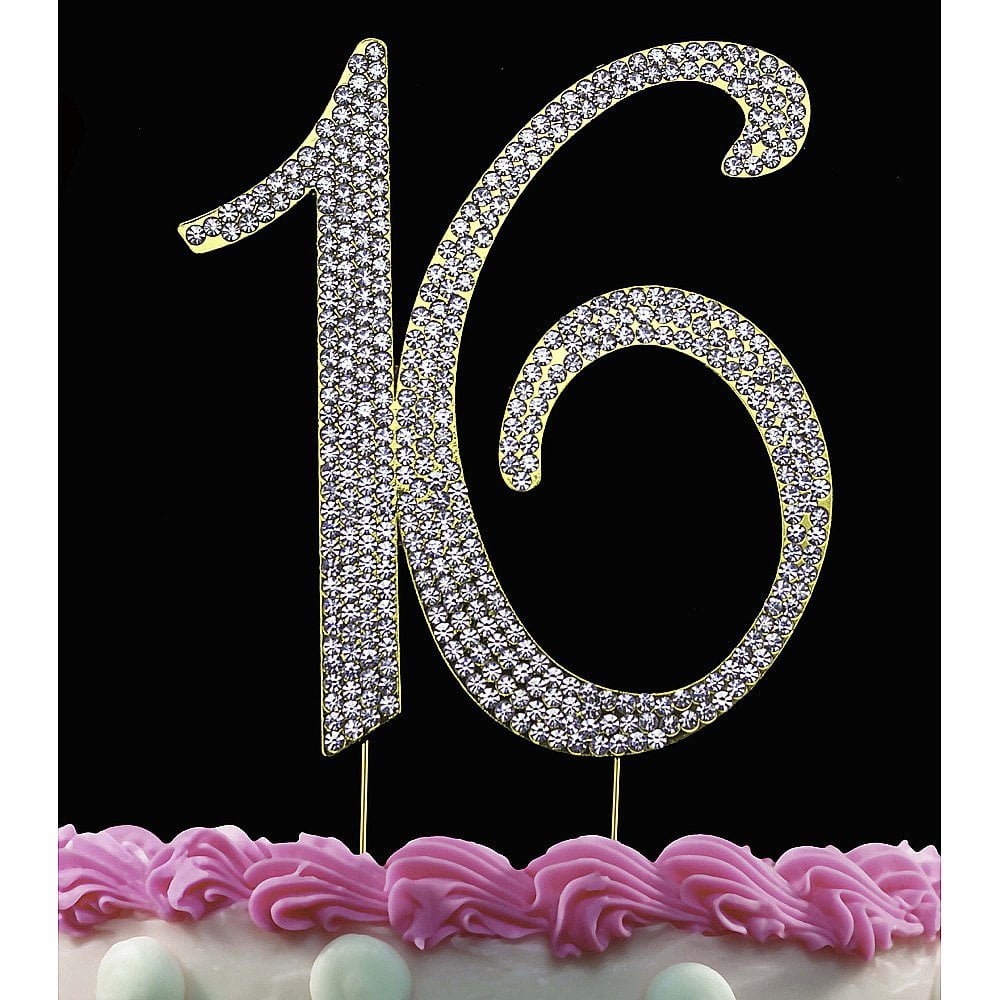 16 Cake Topper Sparkling Bling 16th Birthday Cake Toppers (Sweet 16th ...