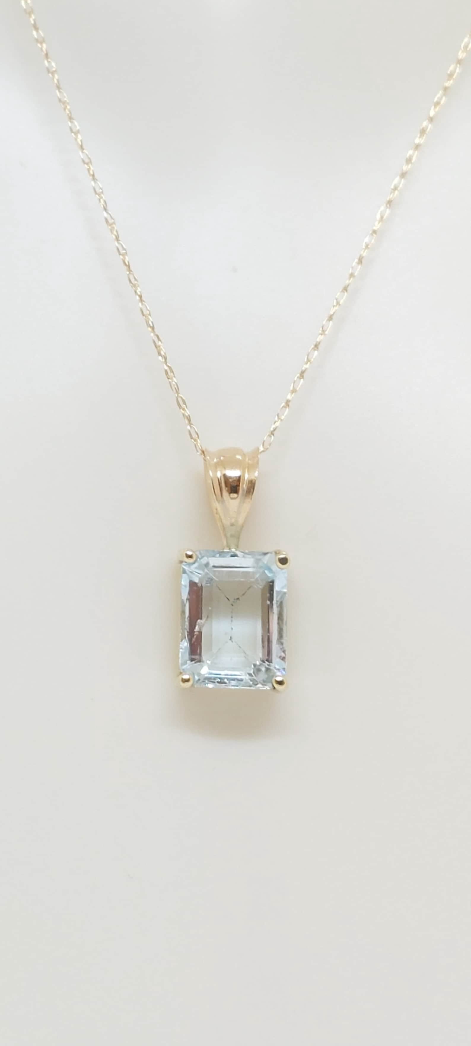 16 Carat Natural Emerald Cut Aquamarine Gold Plated Jewelry Pendant ...