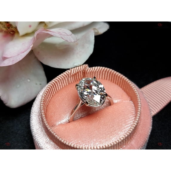 16 Carat, Oval Cut Moissanite Ring, 18k White Gold Plated Vintage Oval ...