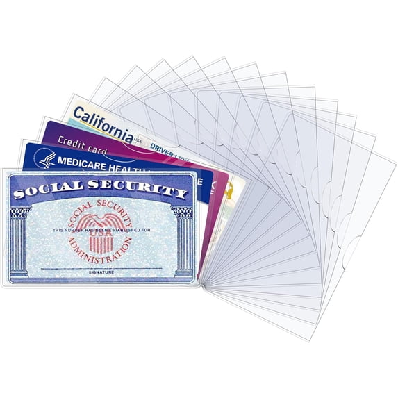 16 Card Protector Sleeves, Clear & Durable 31Mil SSN/ /Credit Card ...