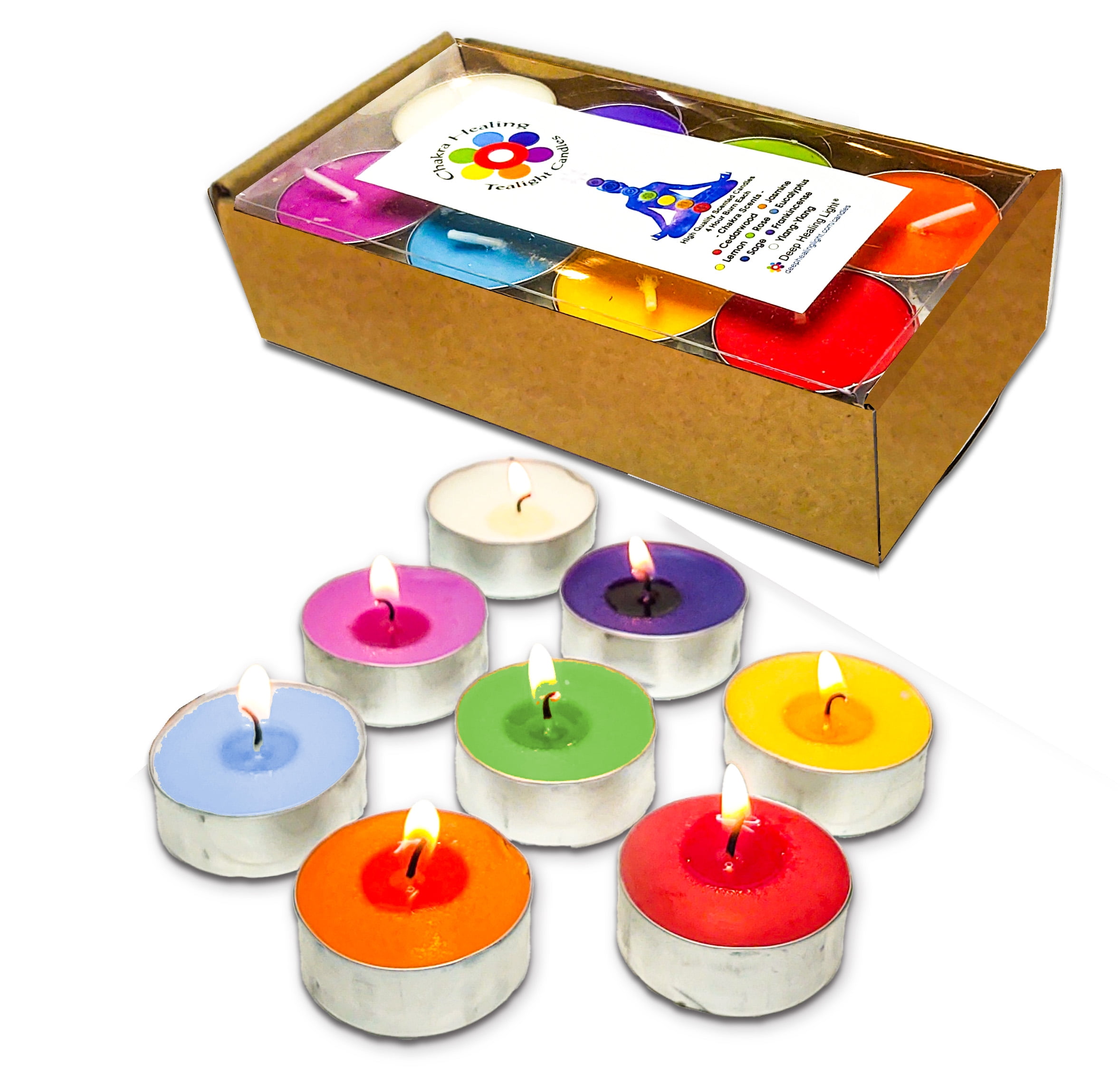 16 Chakra Scented and Colored Tealight Candles - 8 Fragrances and ...