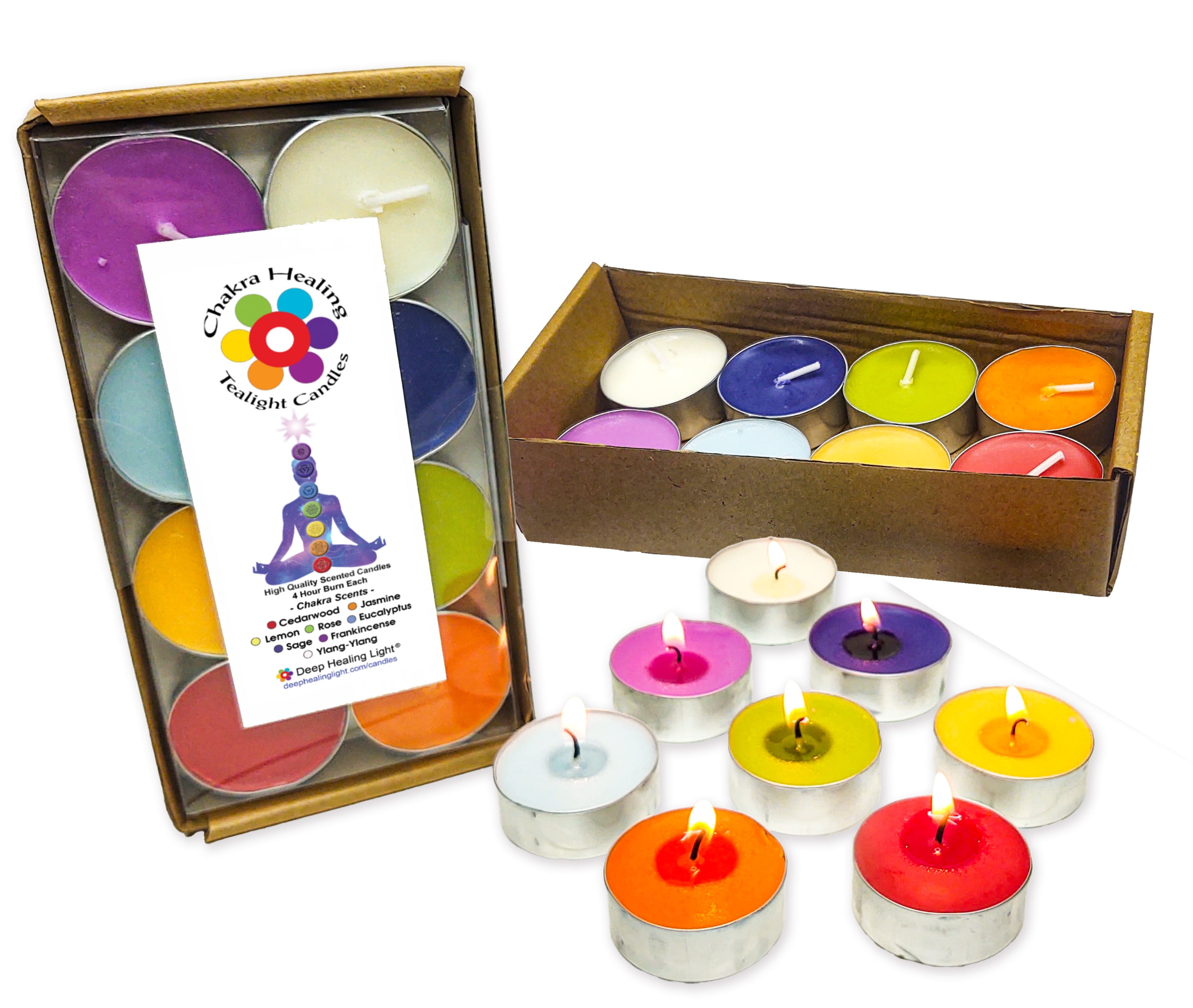16 Chakra Scented and Colored Tealight Candles - 8 Fragrances and ...