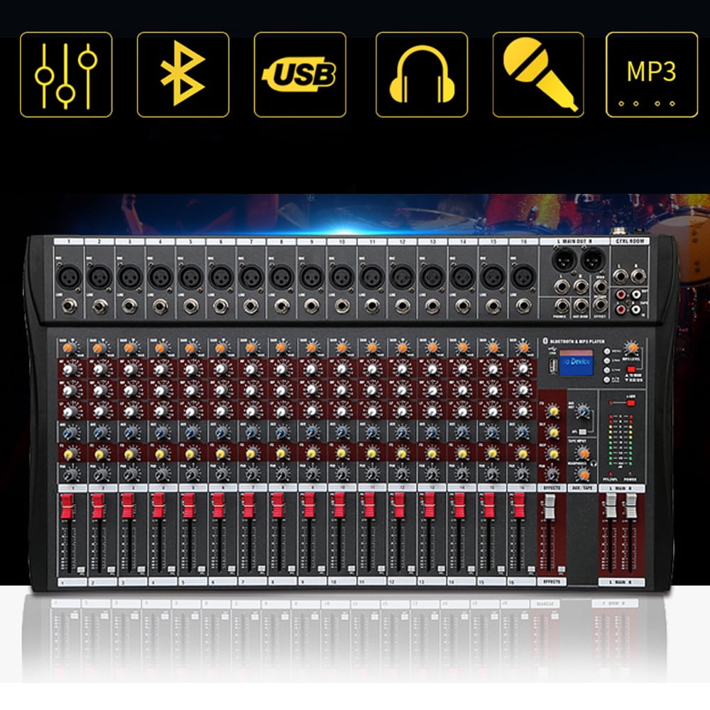16-Channel Audio Mixer with Bluetooth, Noise Cancellation, and One ...