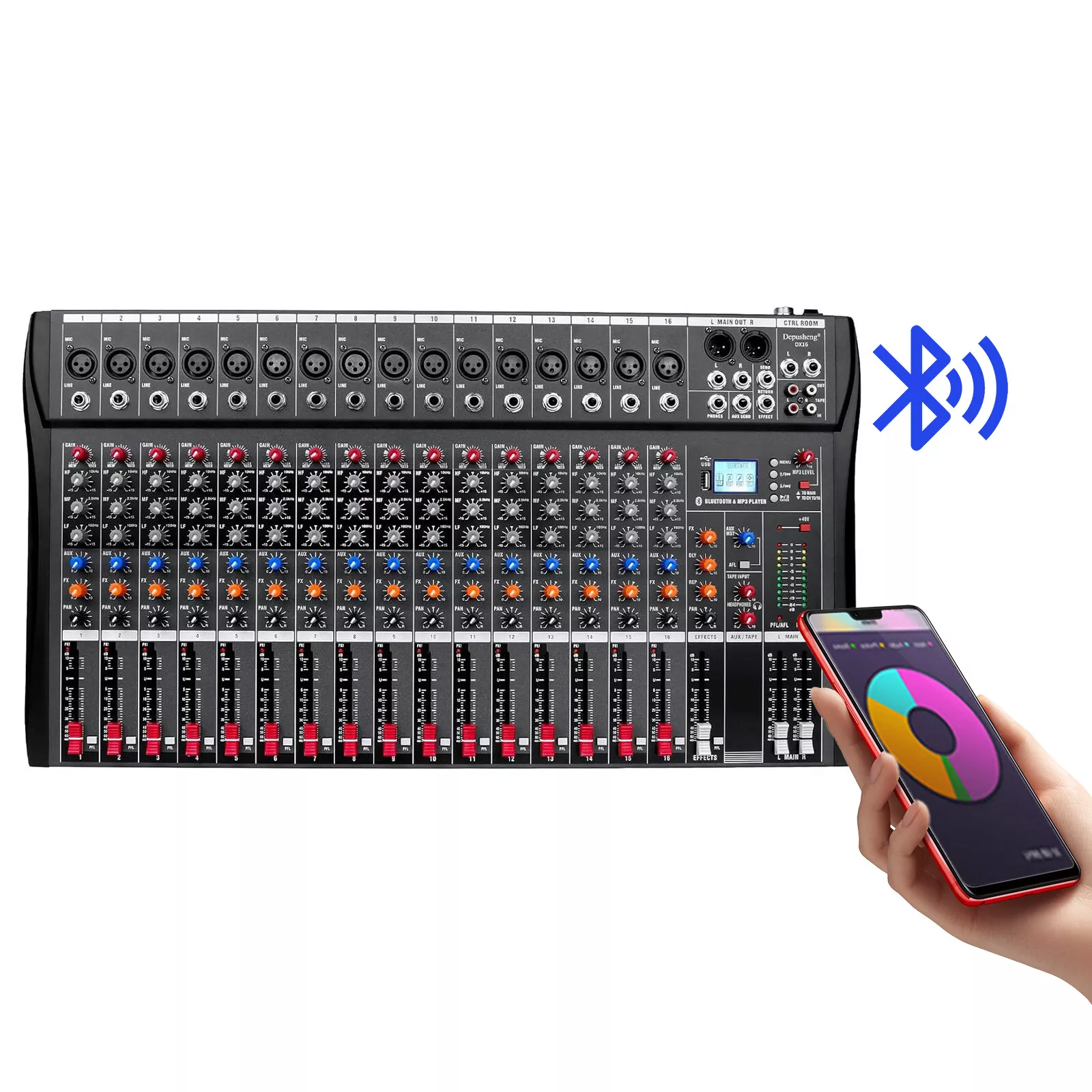 16 Channel Mixing Console Sound USB Bluetooth Live Studio Audio Mixer ...