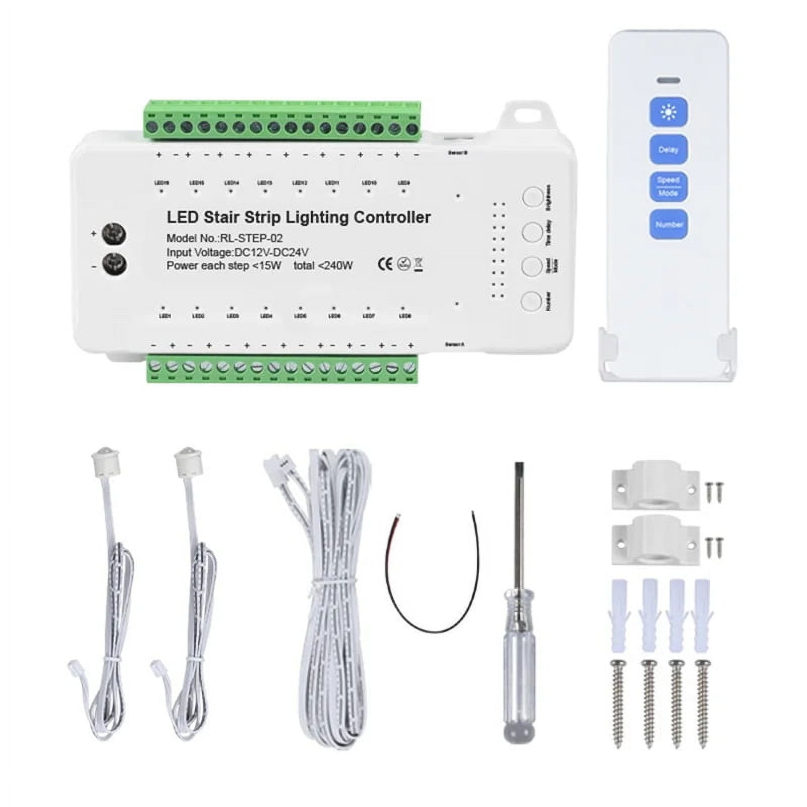 16 Channels Led Stair Light Staircase Controller 2 PIR for Indoor ...