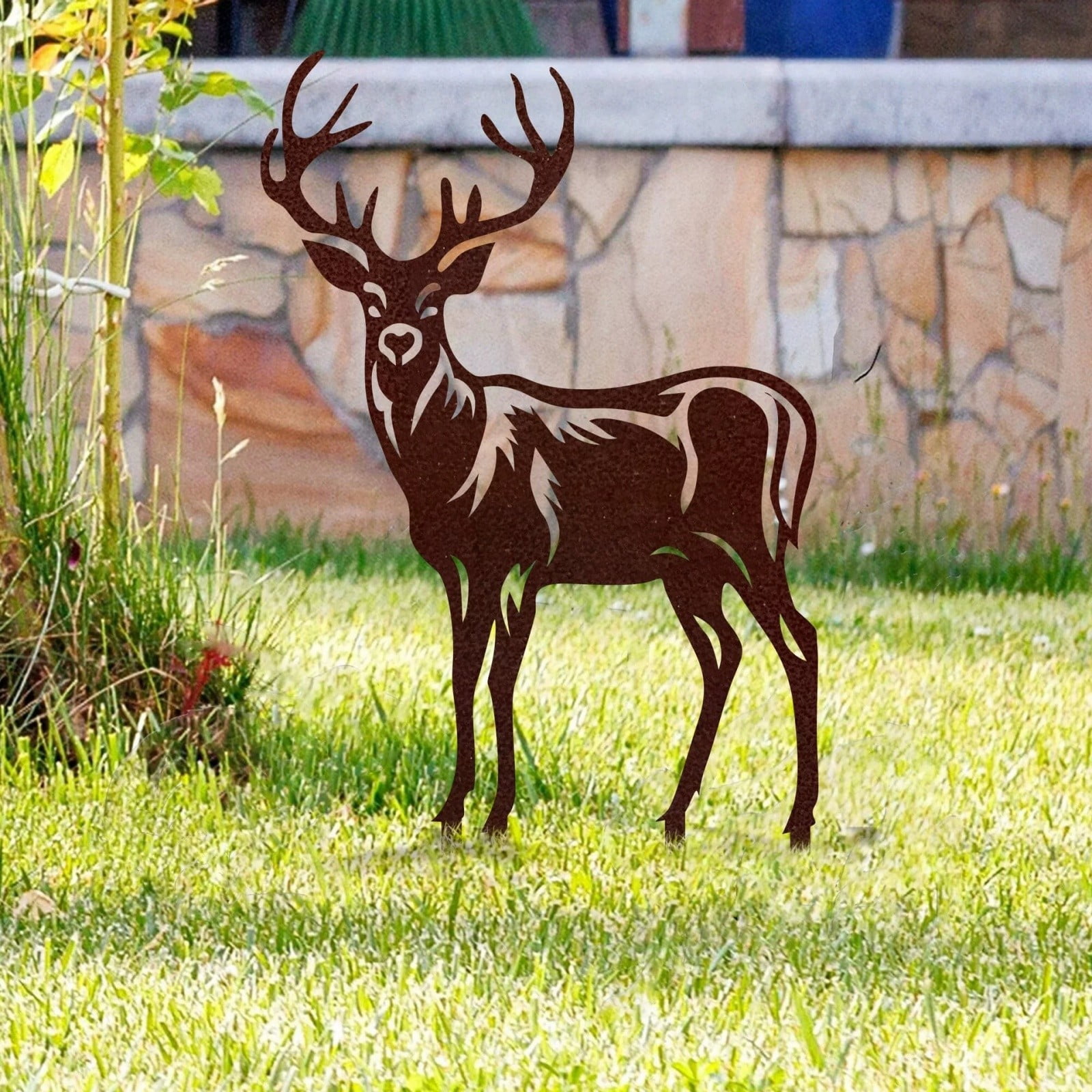 16" Christmas Deer Stakes Garden Decor for Outside Metal Decorative ...