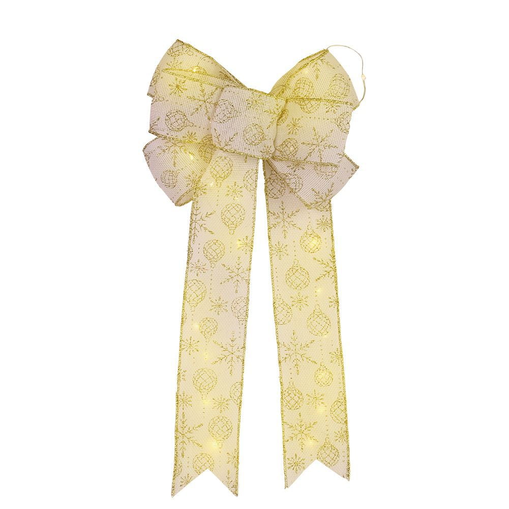 16" Christmas LED Bow Tree Top Topper Ribbon Bownot Light Up Bow Xmas ...