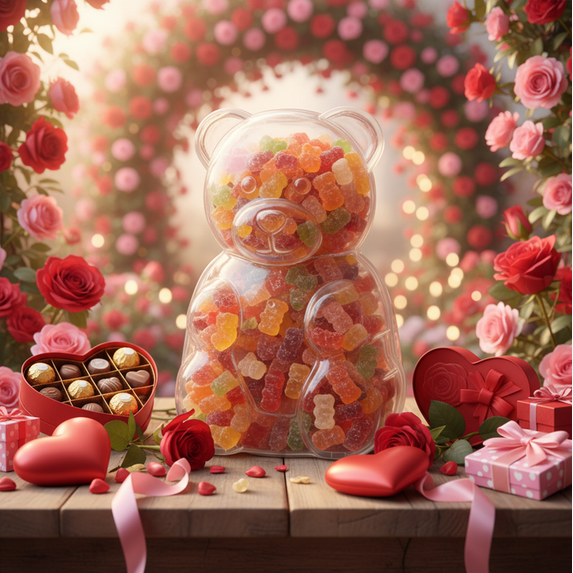 16" Clear Gummy Bear Shaped Containers – Reusable Plastic Candy Holders ...